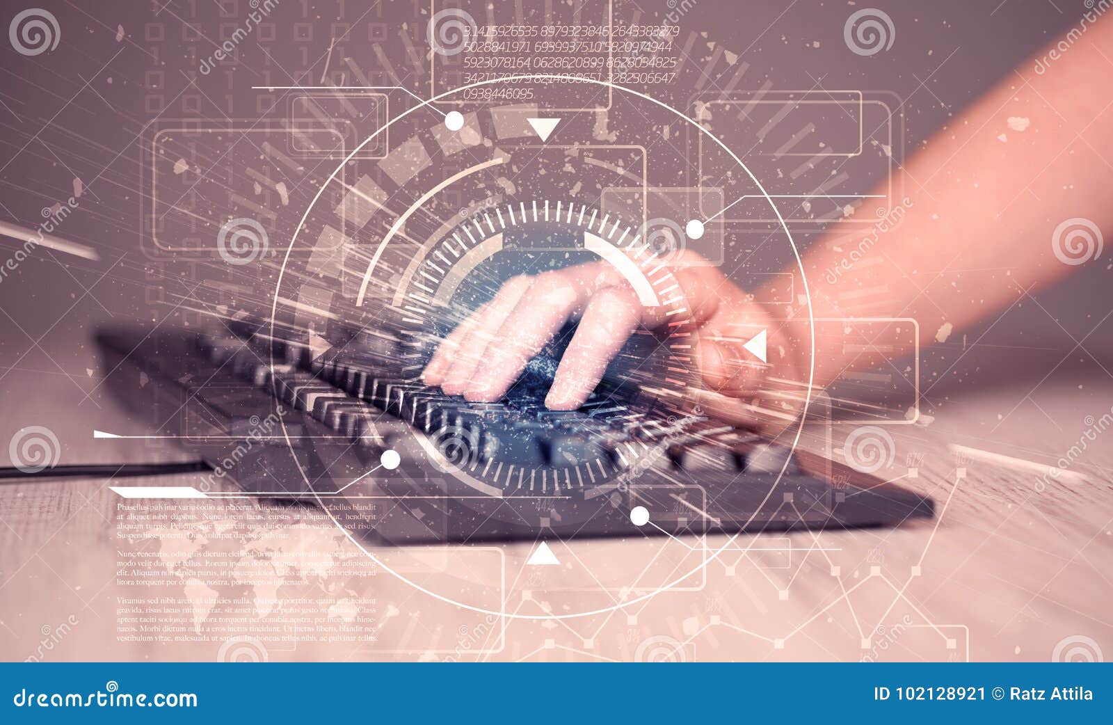 Keyboard with High Tech User Interface Graphic Stock Image - Image of ...