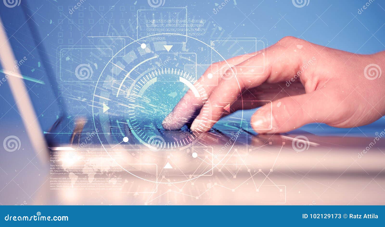 Keyboard with High Tech User Interface Graphic Stock Image - Image of ...