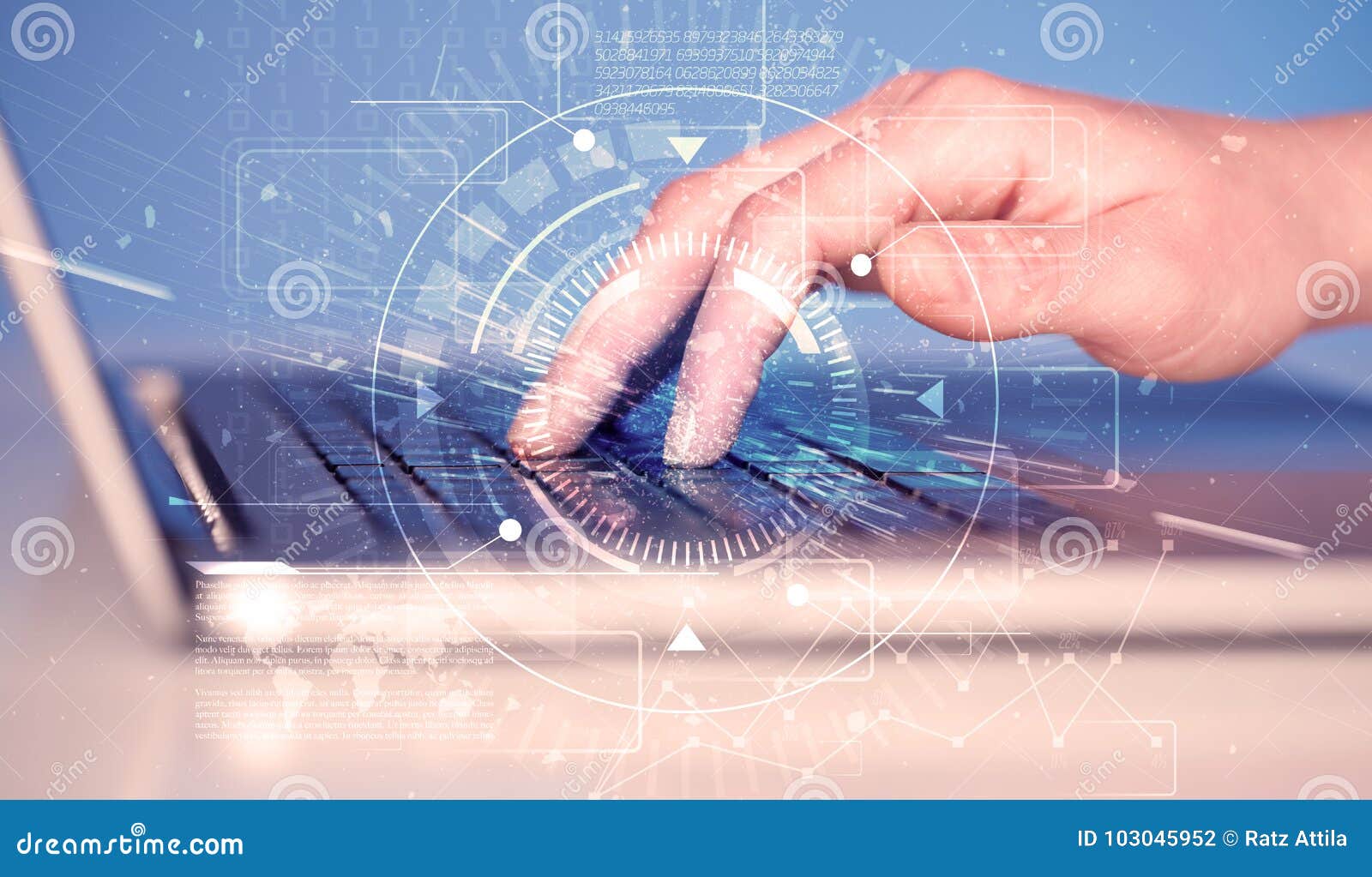 Keyboard with High Tech User Interface Graphic Stock Photo - Image of ...