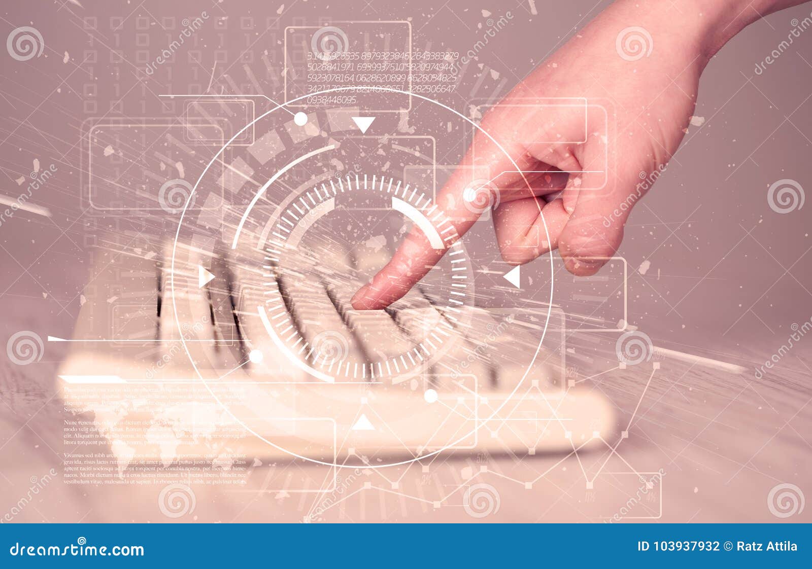 Keyboard with High Tech User Interface Graphic Stock Photo - Image of ...