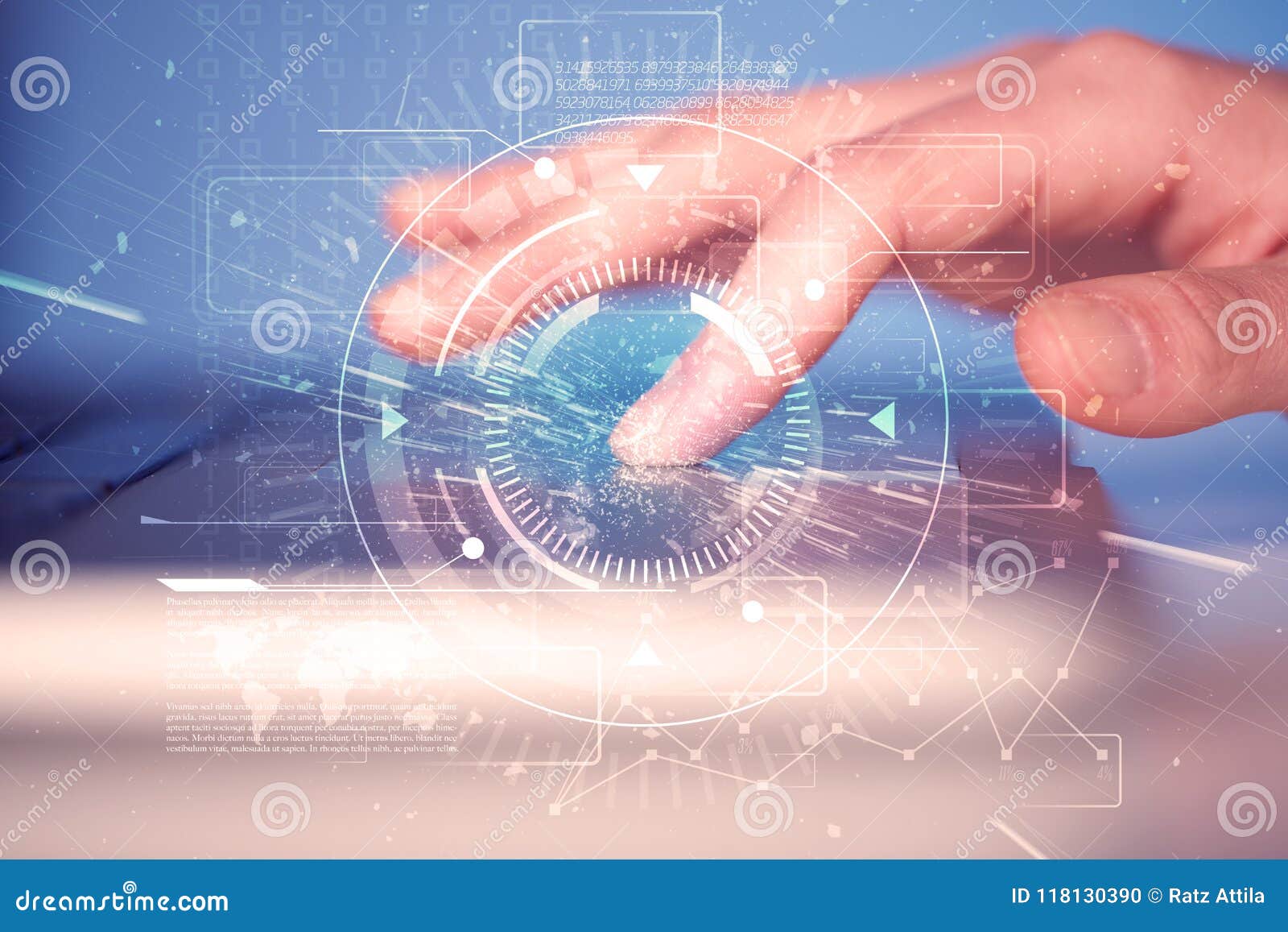 Keyboard with High Tech User Interface Graphic Stock Photo - Image of ...