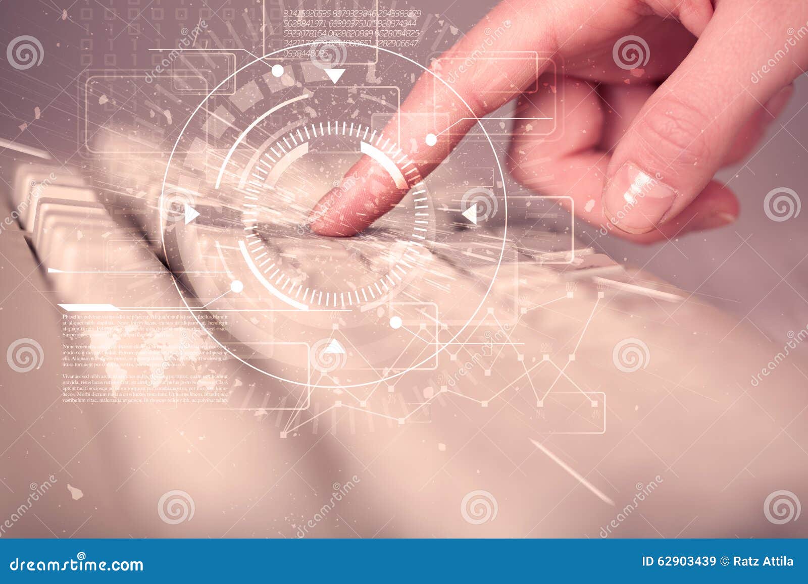 Keyboard with High Tech User Interface Graphic Stock Image - Image of ...