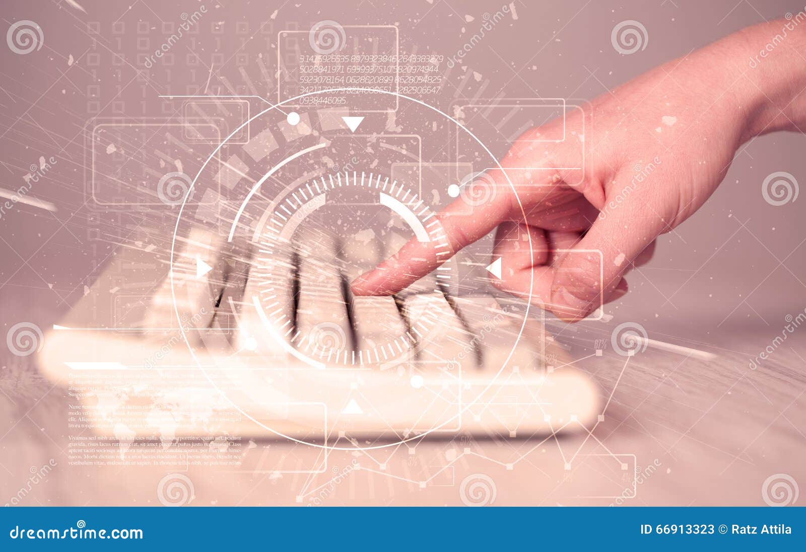 Keyboard with High Tech User Interface Graphic Stock Image - Image of ...