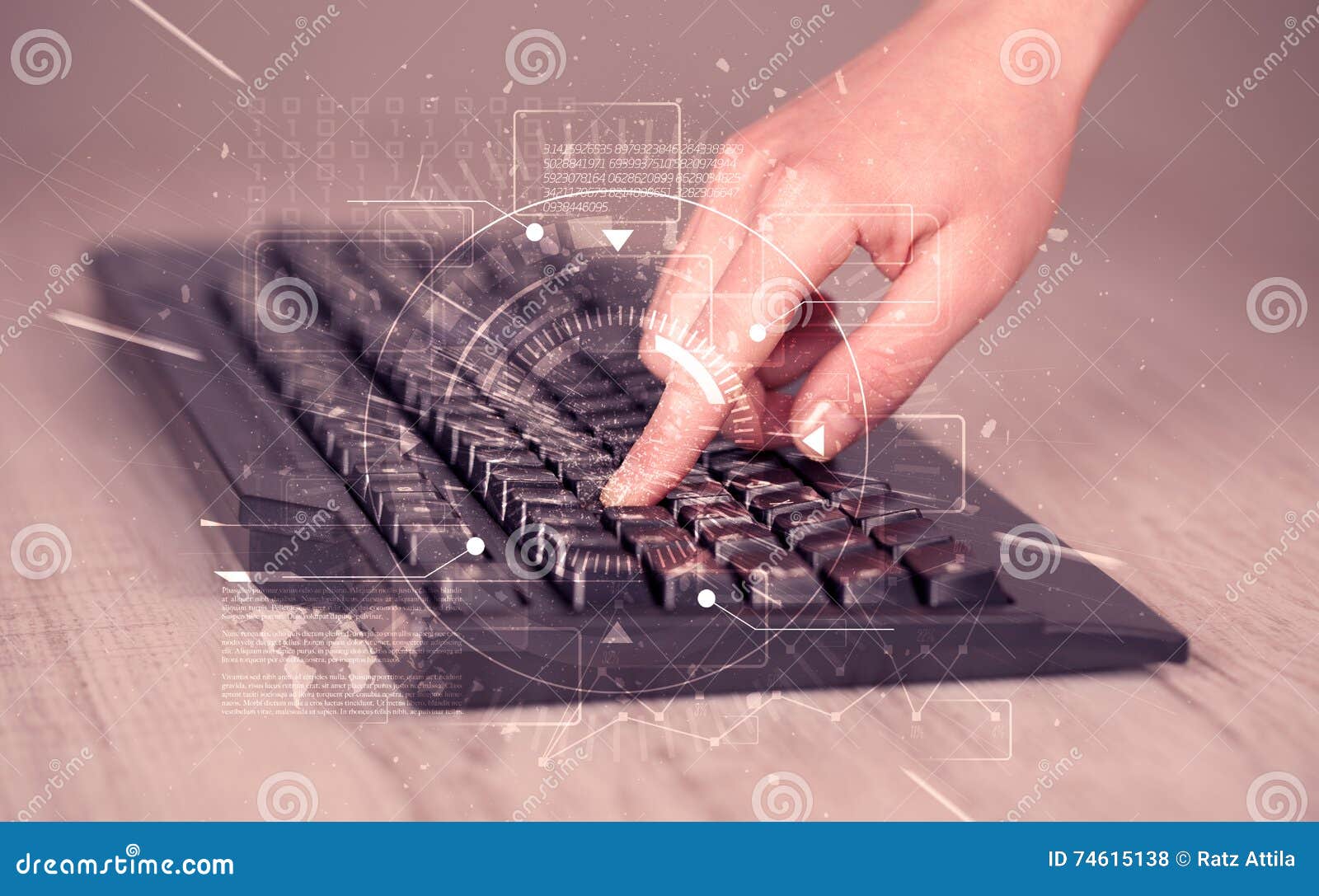Keyboard with High Tech User Interface Graphic Stock Photo - Image of ...
