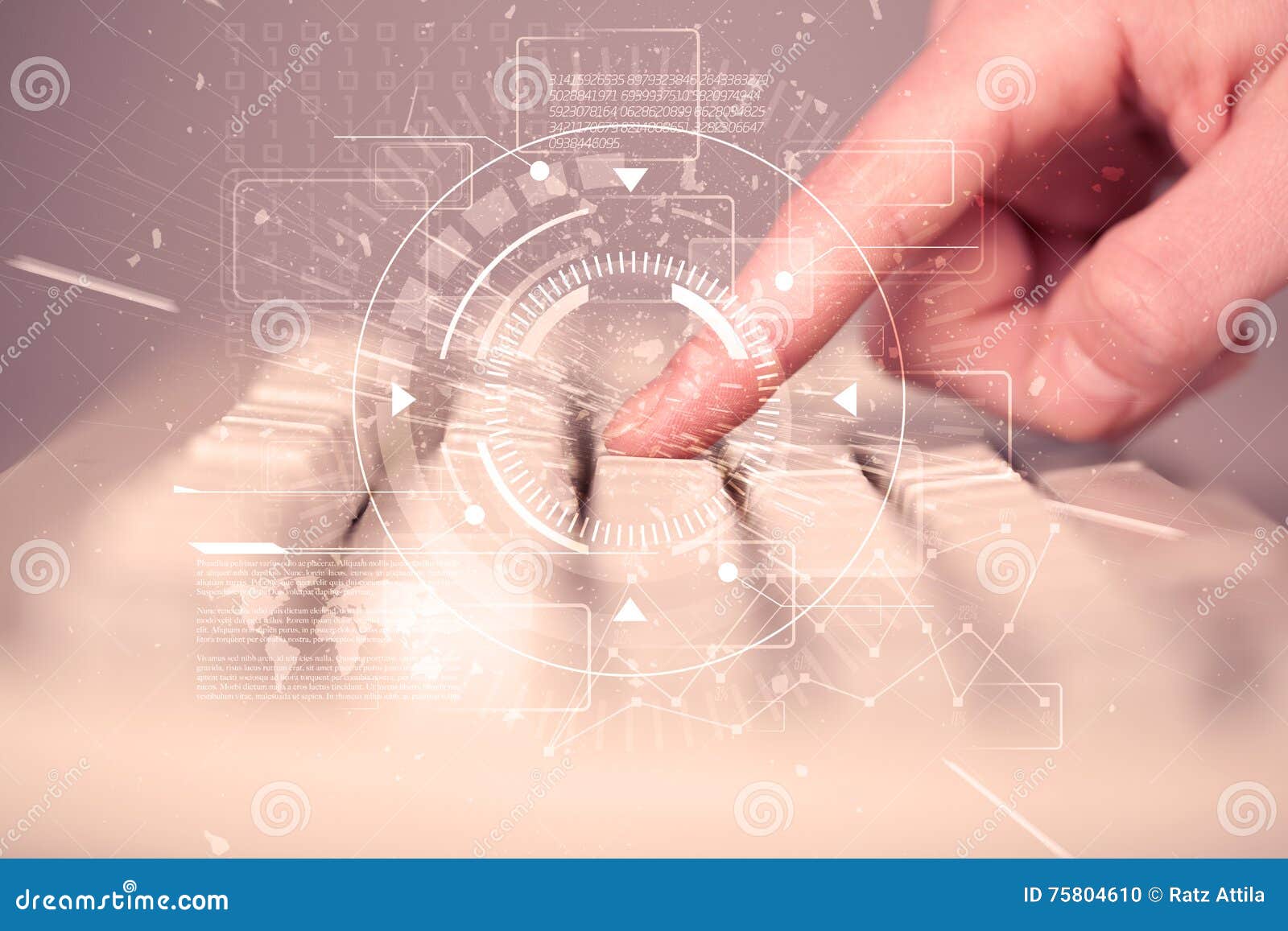 Keyboard with High Tech User Interface Graphic Stock Photo - Image of ...