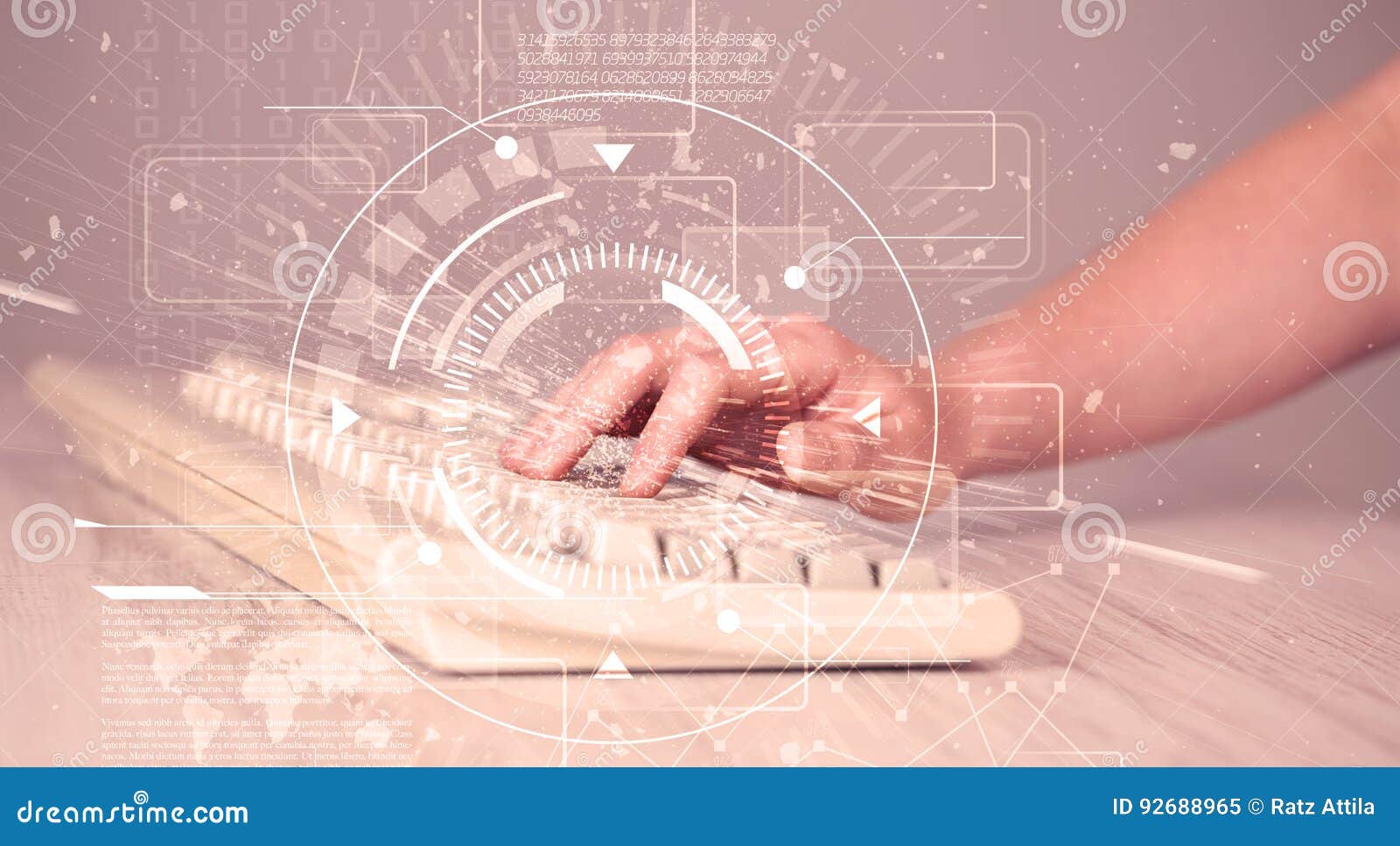 Keyboard with High Tech User Interface Graphic Stock Illustration ...