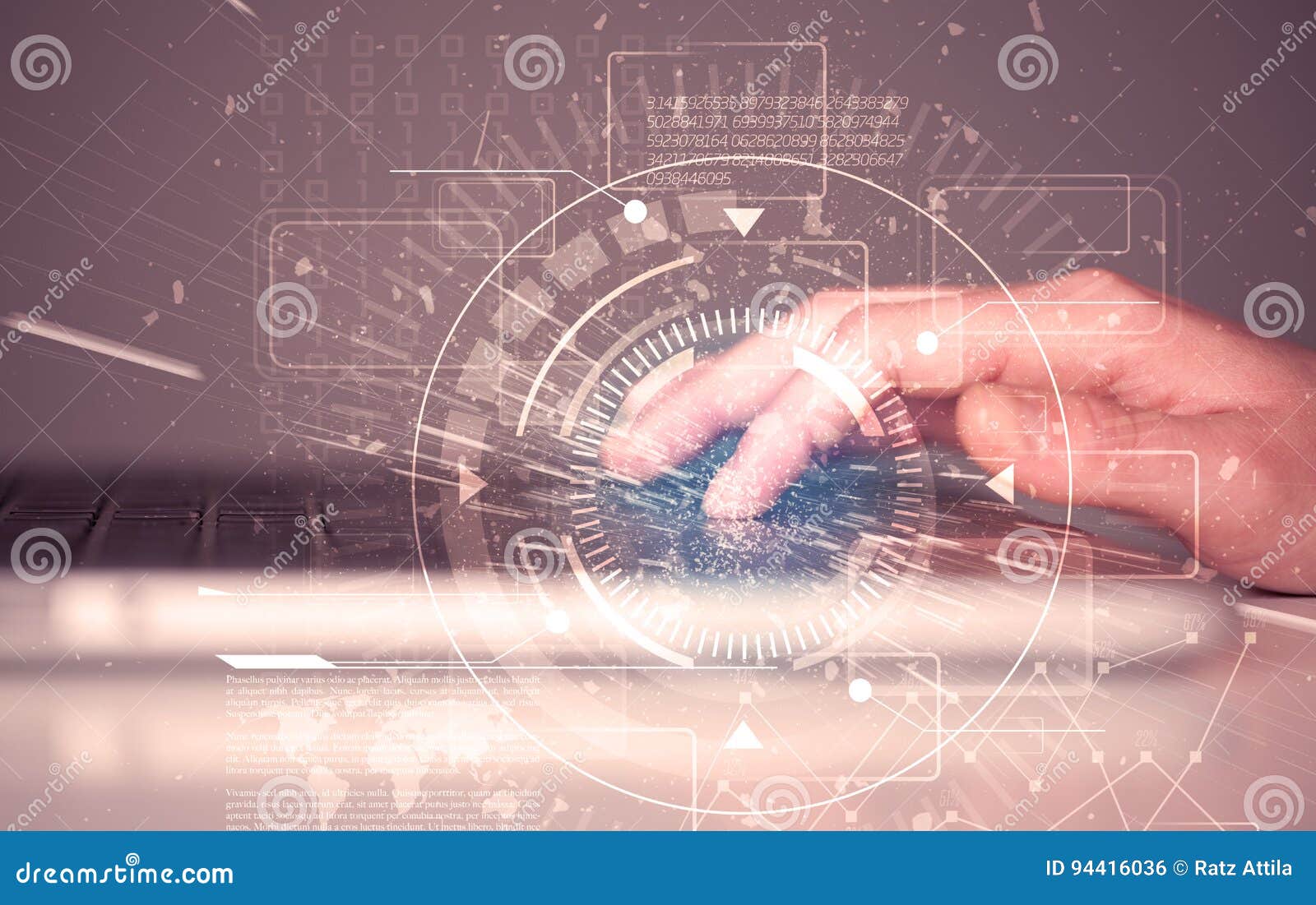 Keyboard with High Tech User Interface Graphic Stock Photo - Image of ...