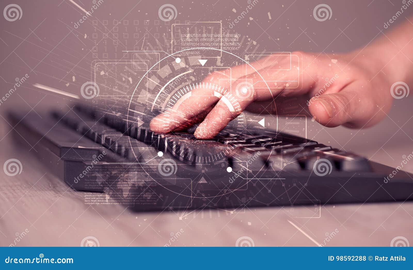Keyboard with High Tech User Interface Graphic Stock Photo - Image of ...