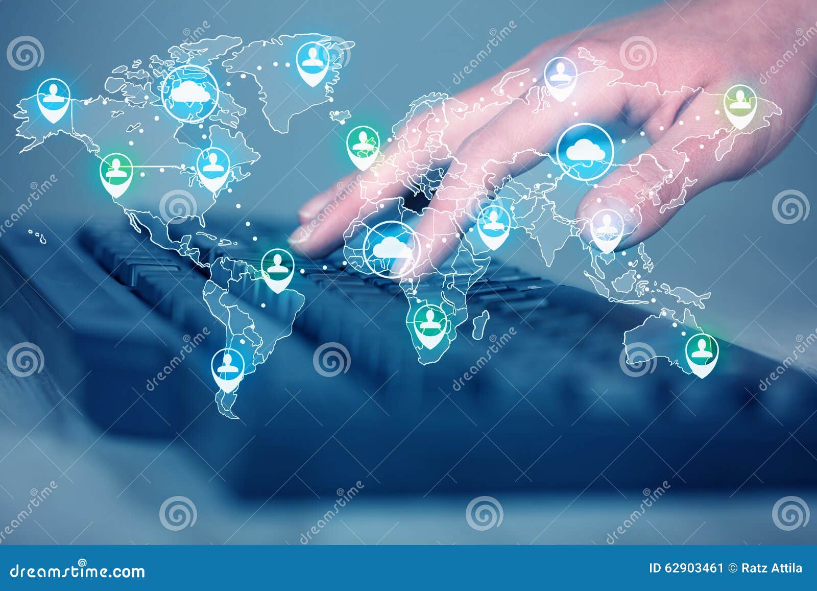 Keyboard with High Tech User Map Icons Stock Illustration ...