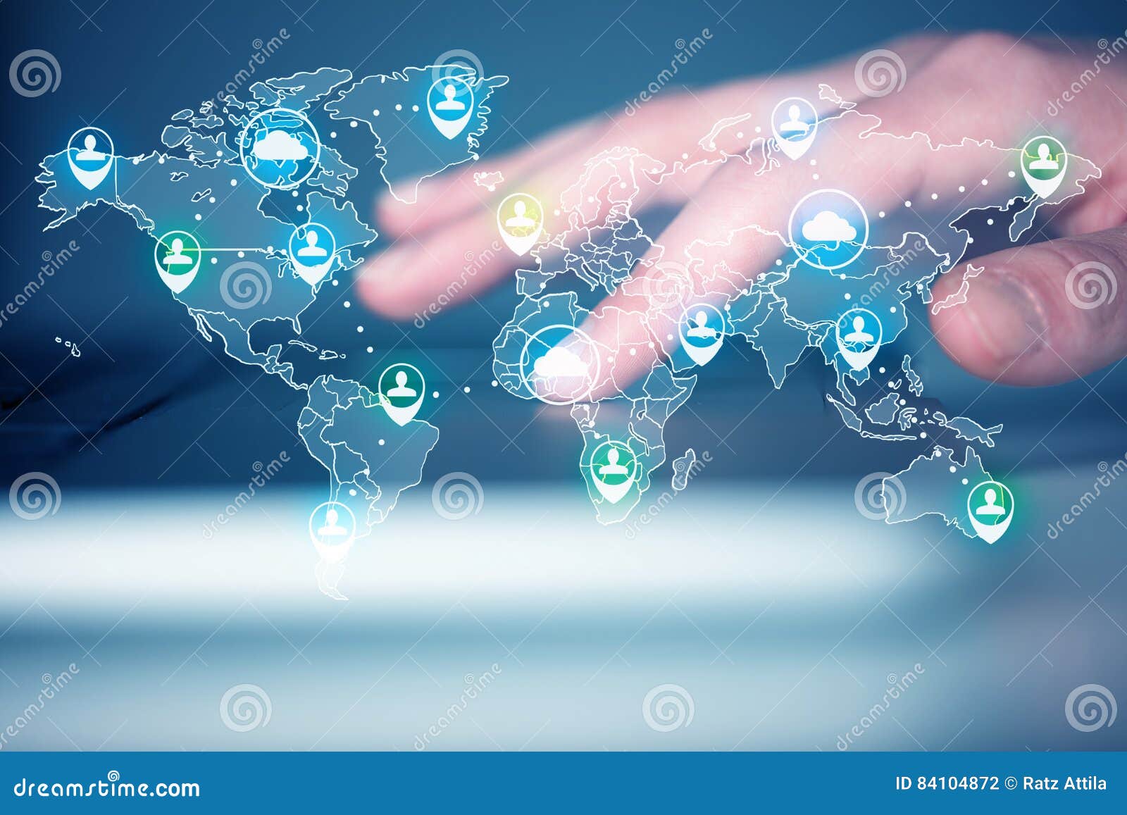 Keyboard with High Tech User Map Icons Stock Illustration ...