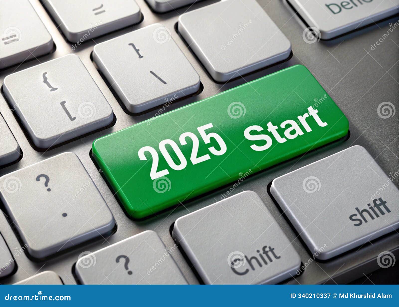 Keyboard Highlighted 2025 Start Button Symbolizing New Beginnings ...