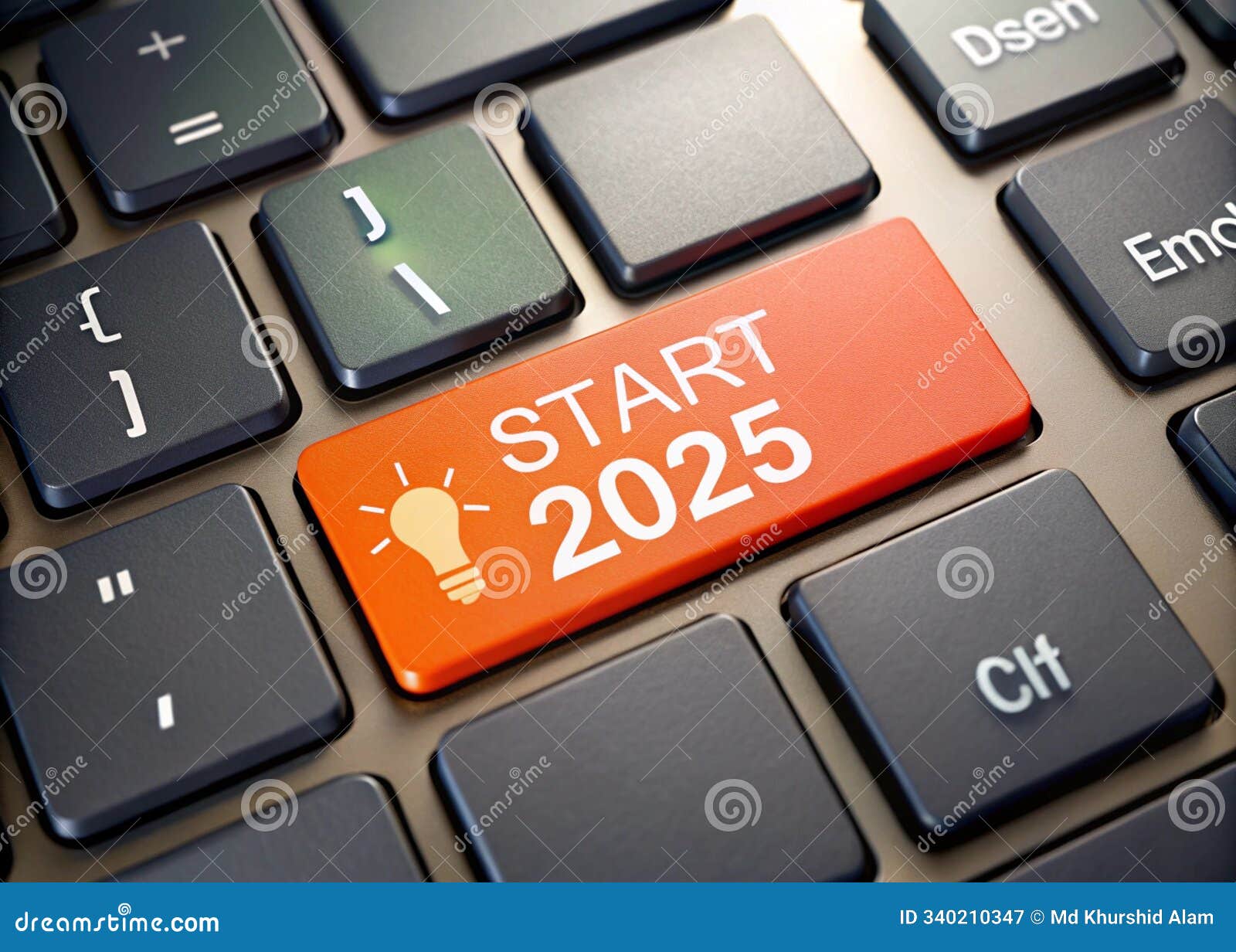 Keyboard Highlighted 2025 Start Button Symbolizing New Beginnings ...