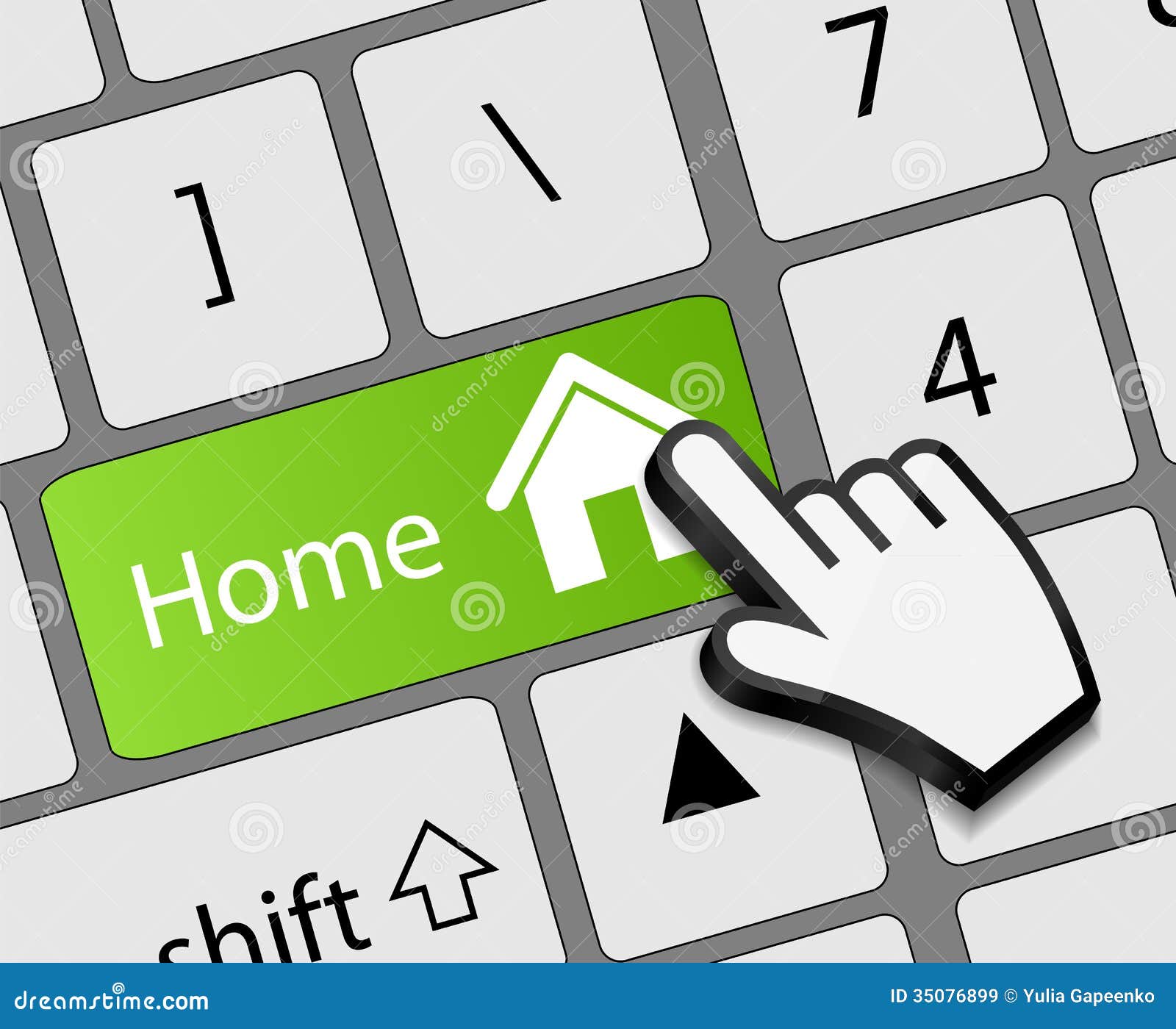 Keyboard Home Button With Mouse Hand Cursor Vector Stock Vector ...