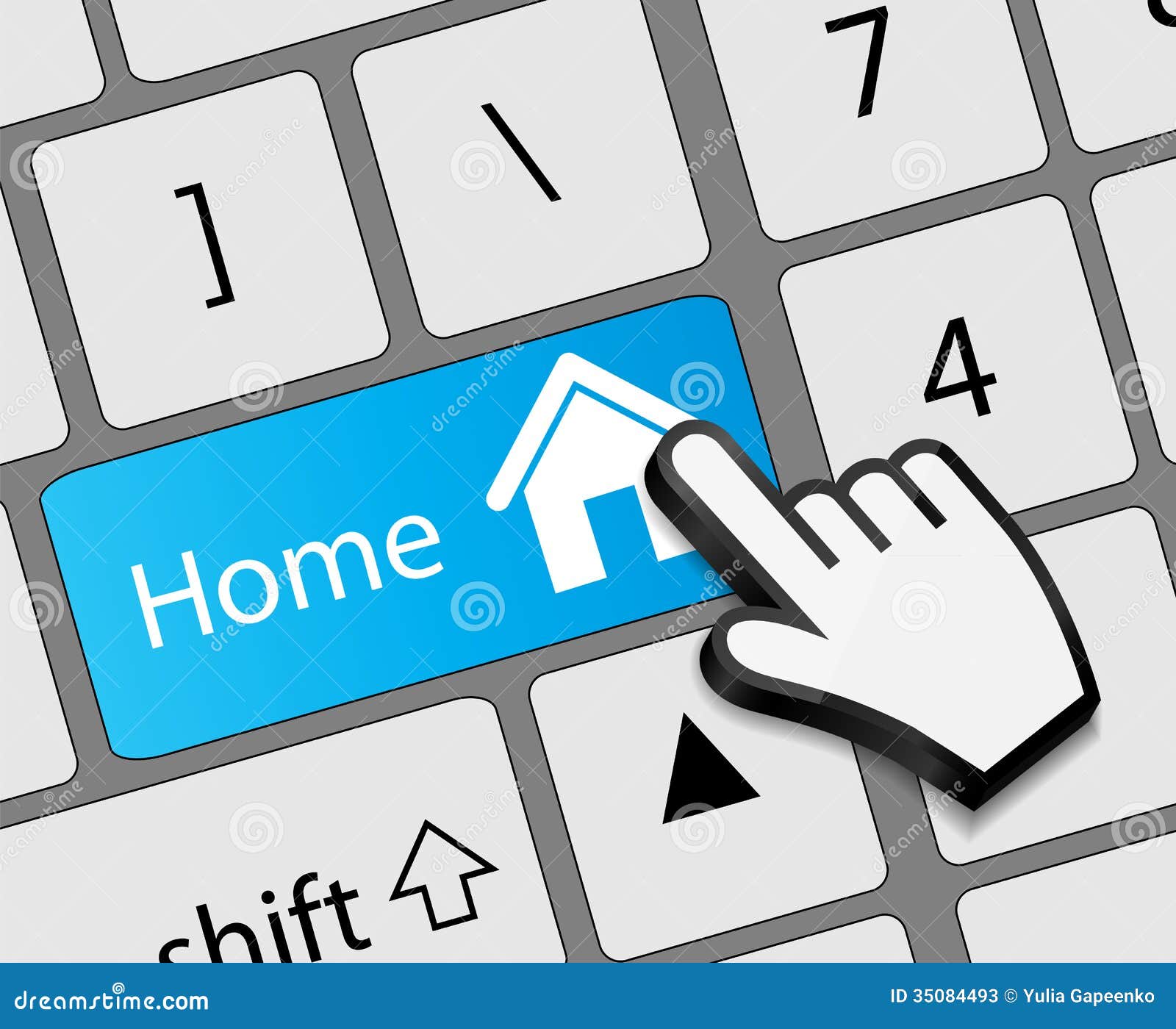 Keyboard Home Button with Mouse Hand Cursor Vector Stock Vector ...