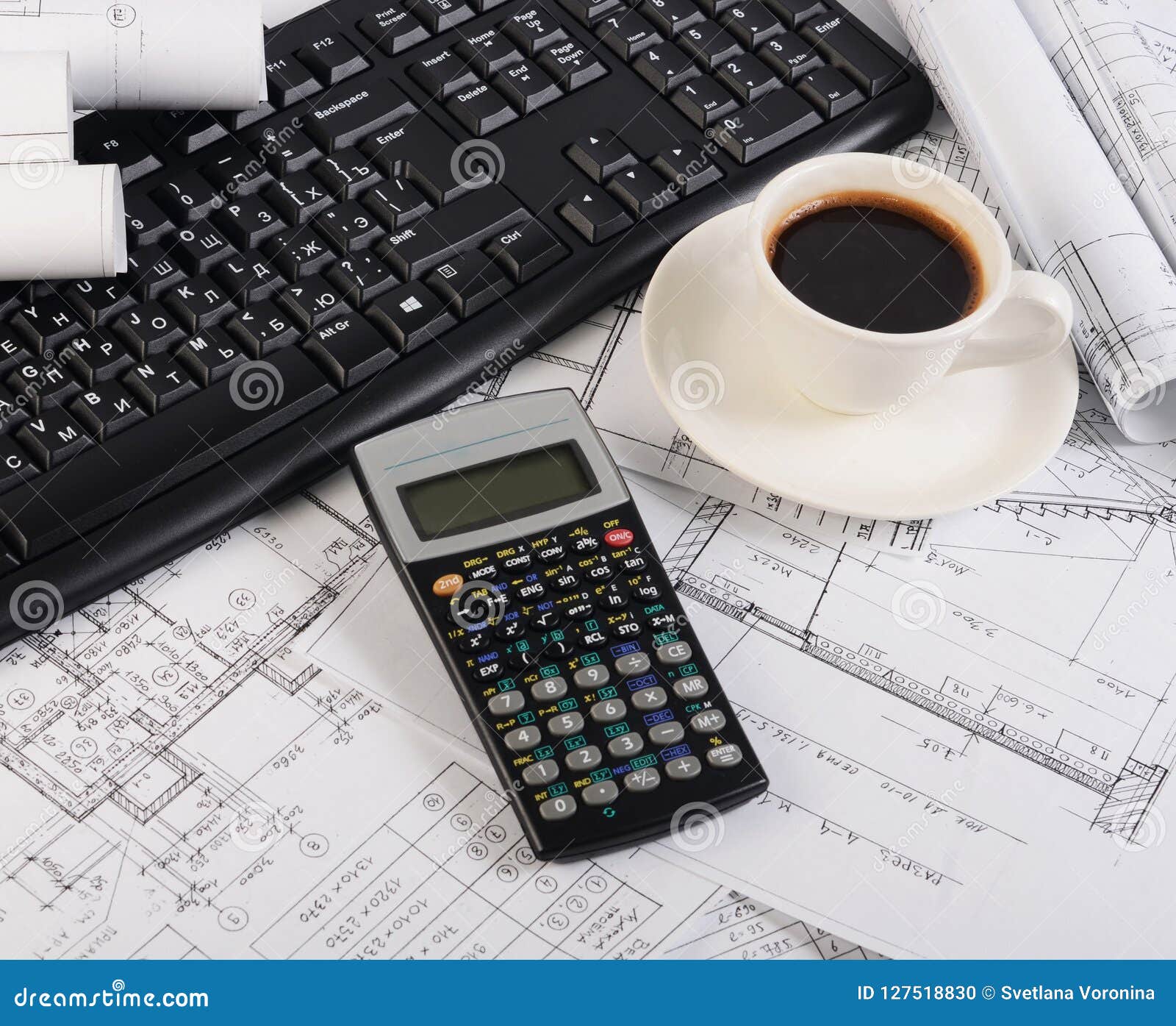 The Keyboard with House Projects Close Up Stock Photo - Image of close ...