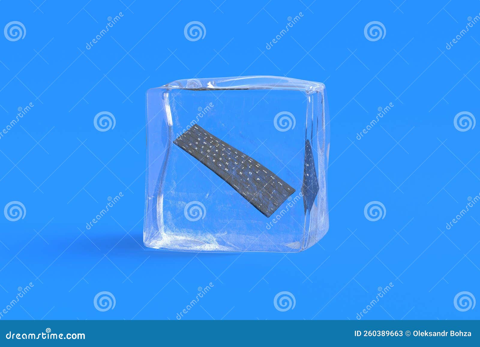 Keyboard in ice cube stock illustration. Illustration of frost - 260389663