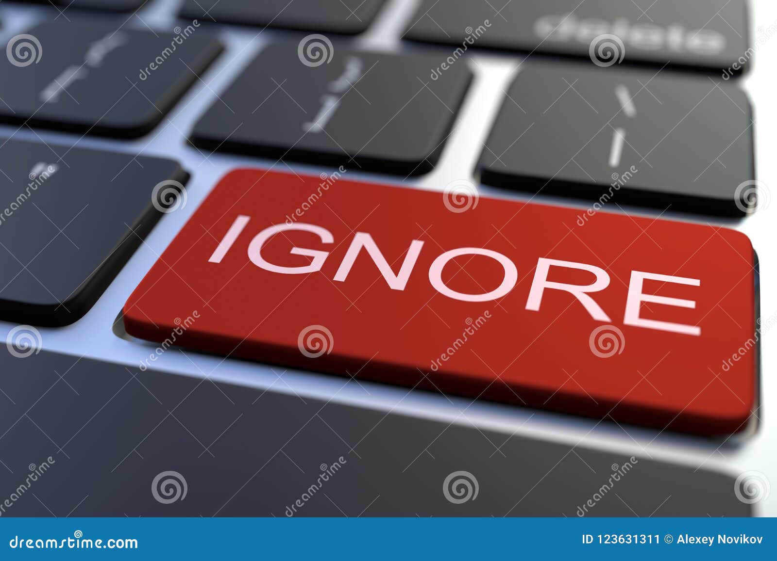 Keyboard with IGNORE Key. Conceptual 3D Rendering Stock Illustration ...