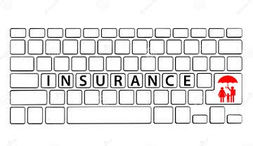 Keyboard with Insurance Wording Stock Illustration - Illustration of ...