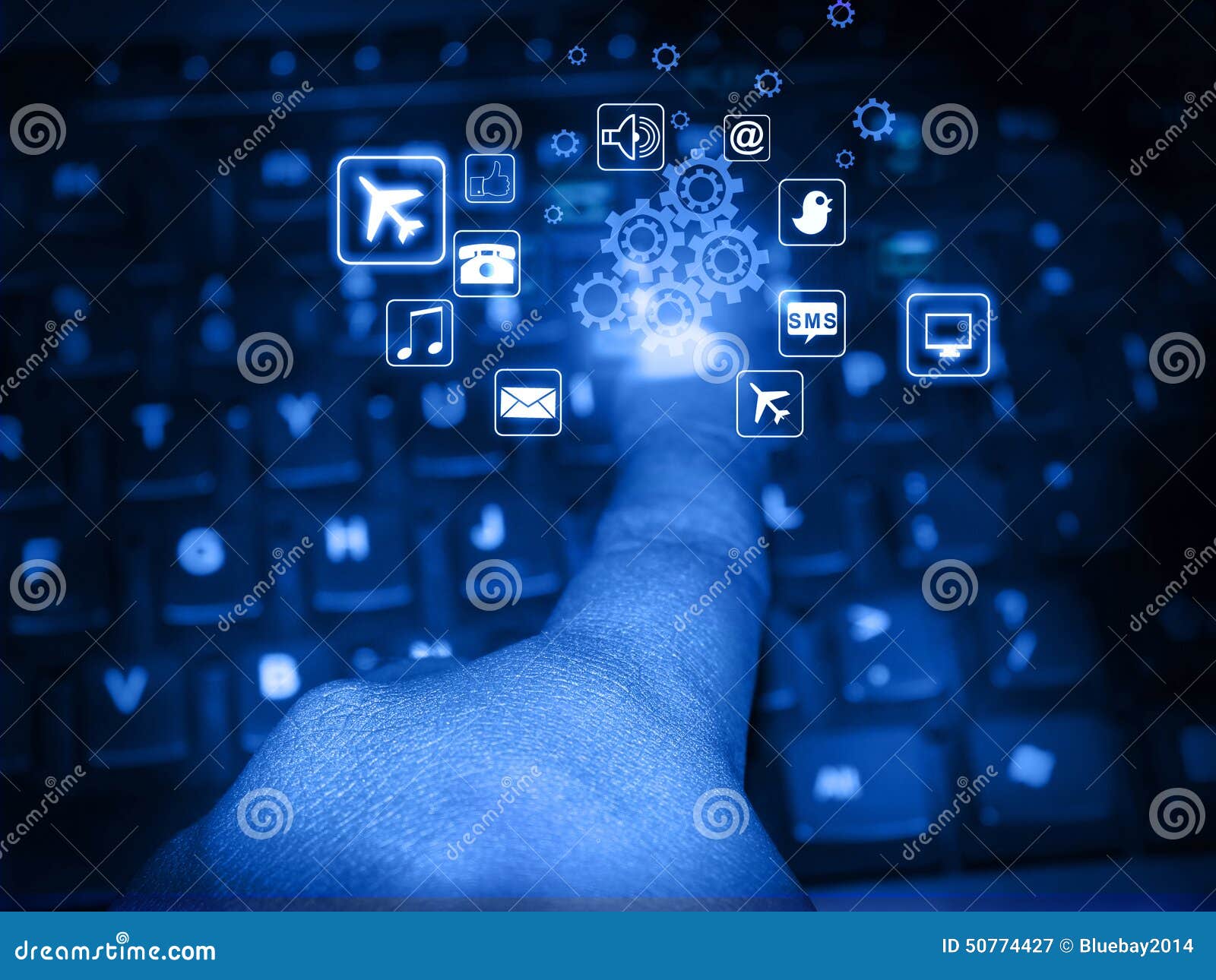 Keyboard with Internet Icons Stock Image - Image of button, business ...