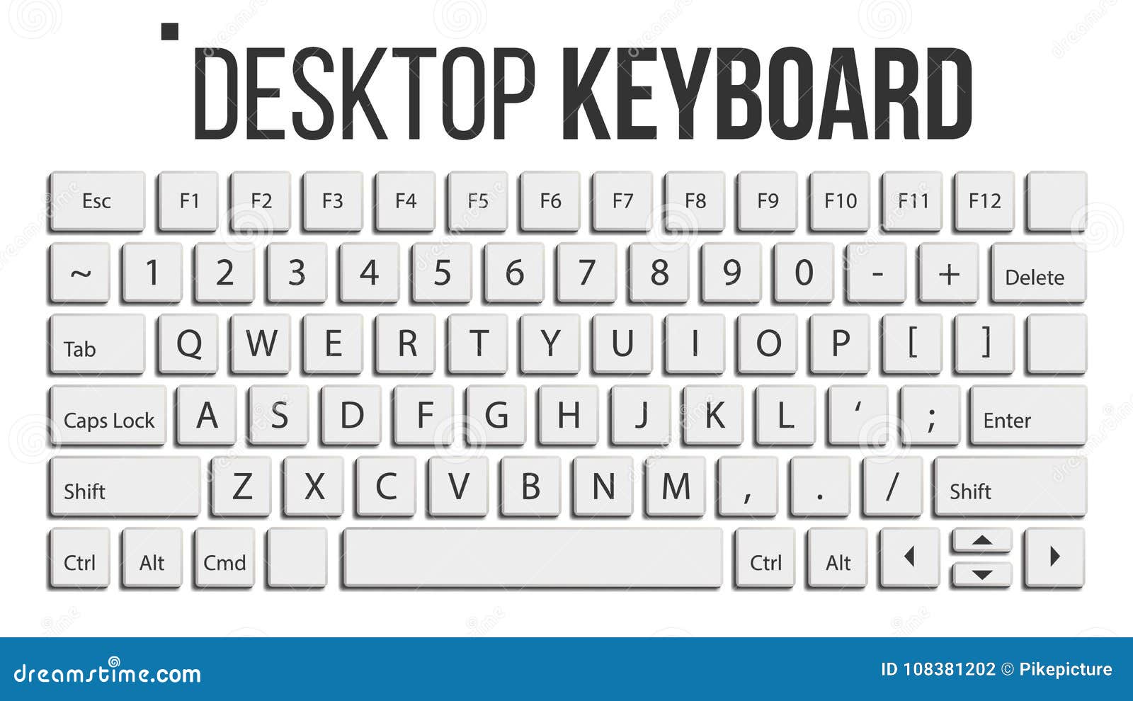 Keyboard Isolated Vector. Layout Template. Classic Keyboard. White ...