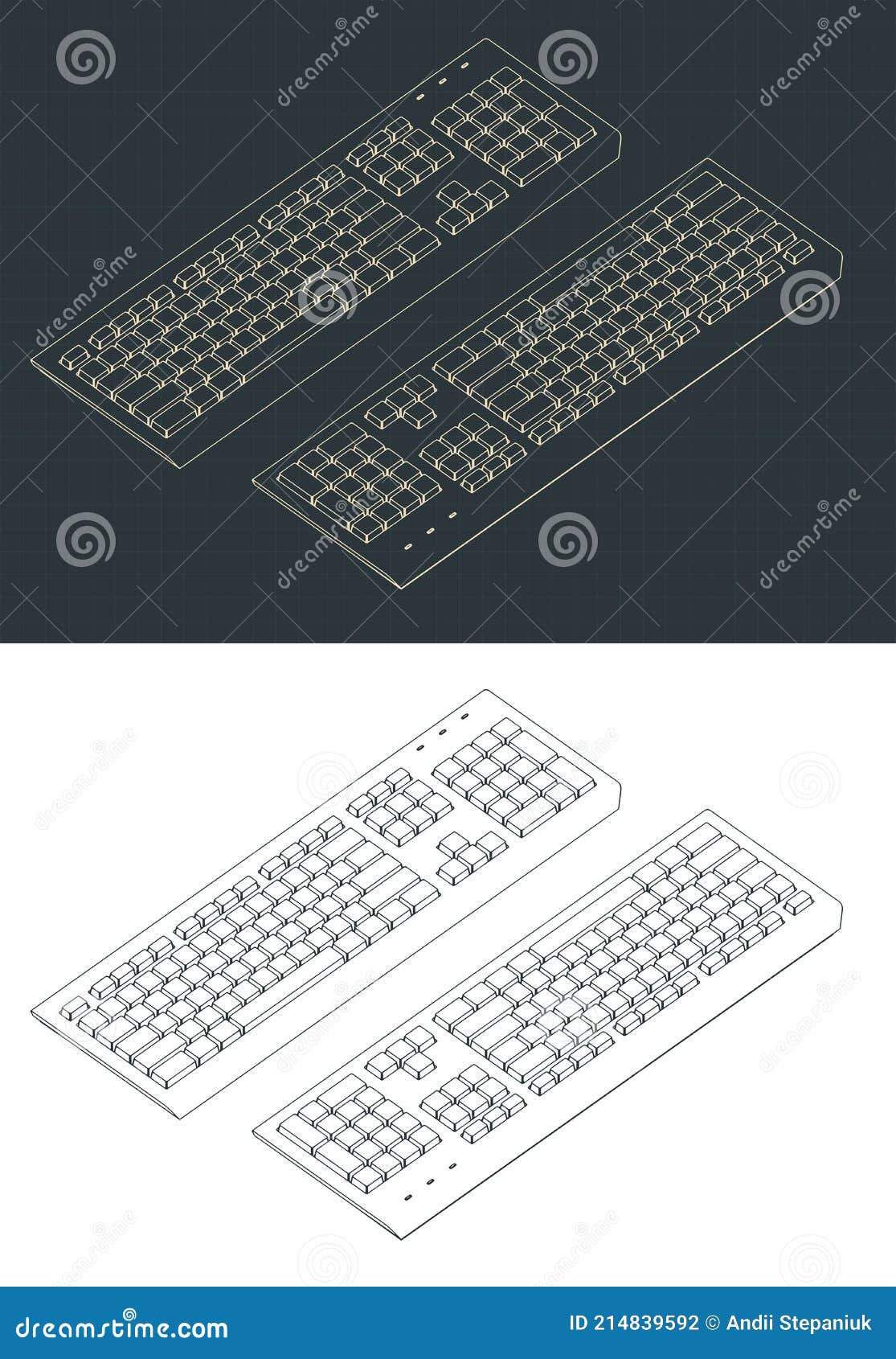 Keyboard Isometric Blueprints Stock Vector - Illustration of sketch ...