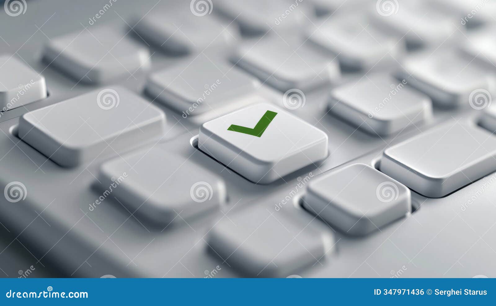 Keyboard Key with a Green Checkmark Symbolizes Approval or Completion ...