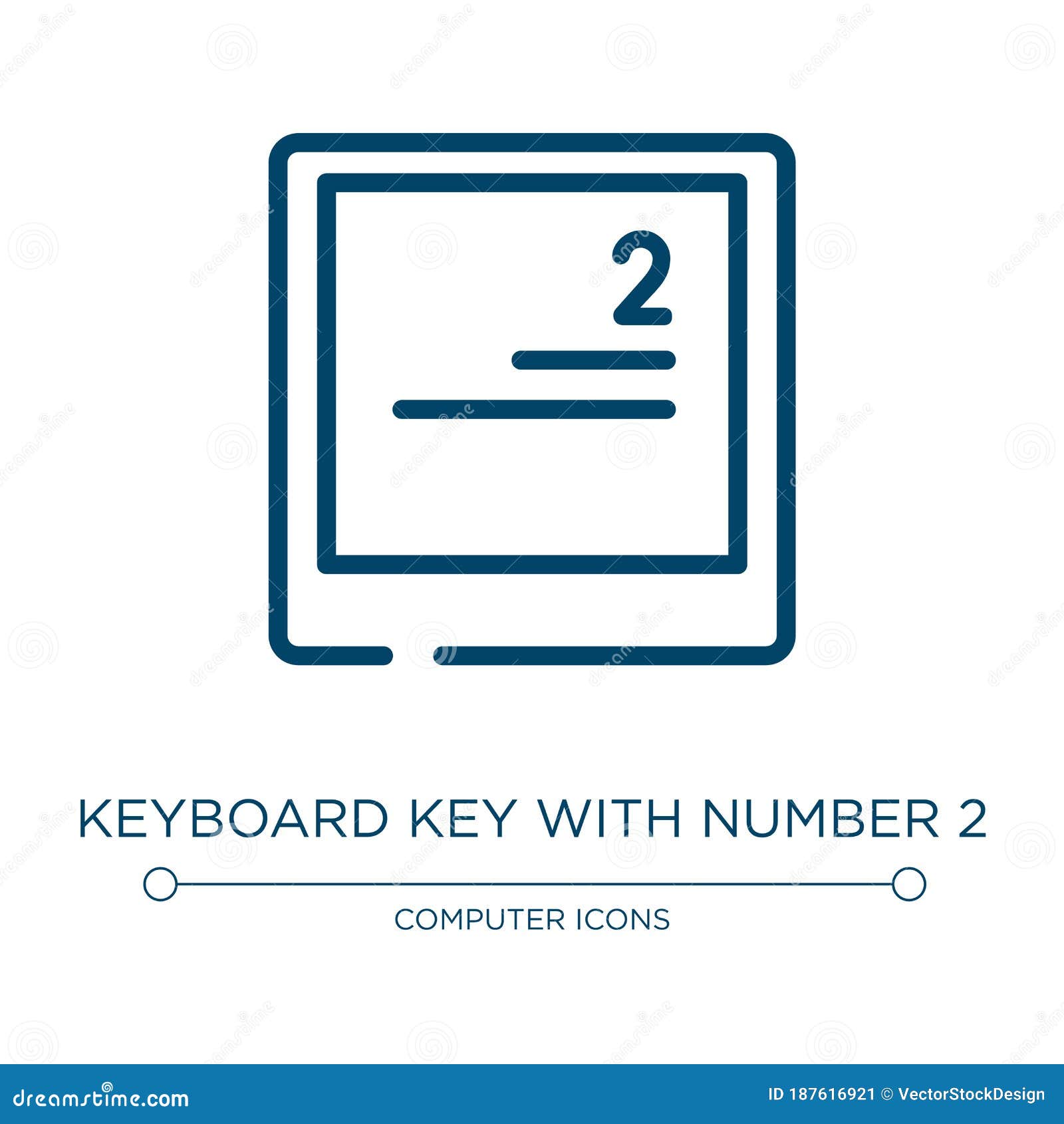Keyboard Key with Number 2 Icon. Linear Vector Illustration from ...