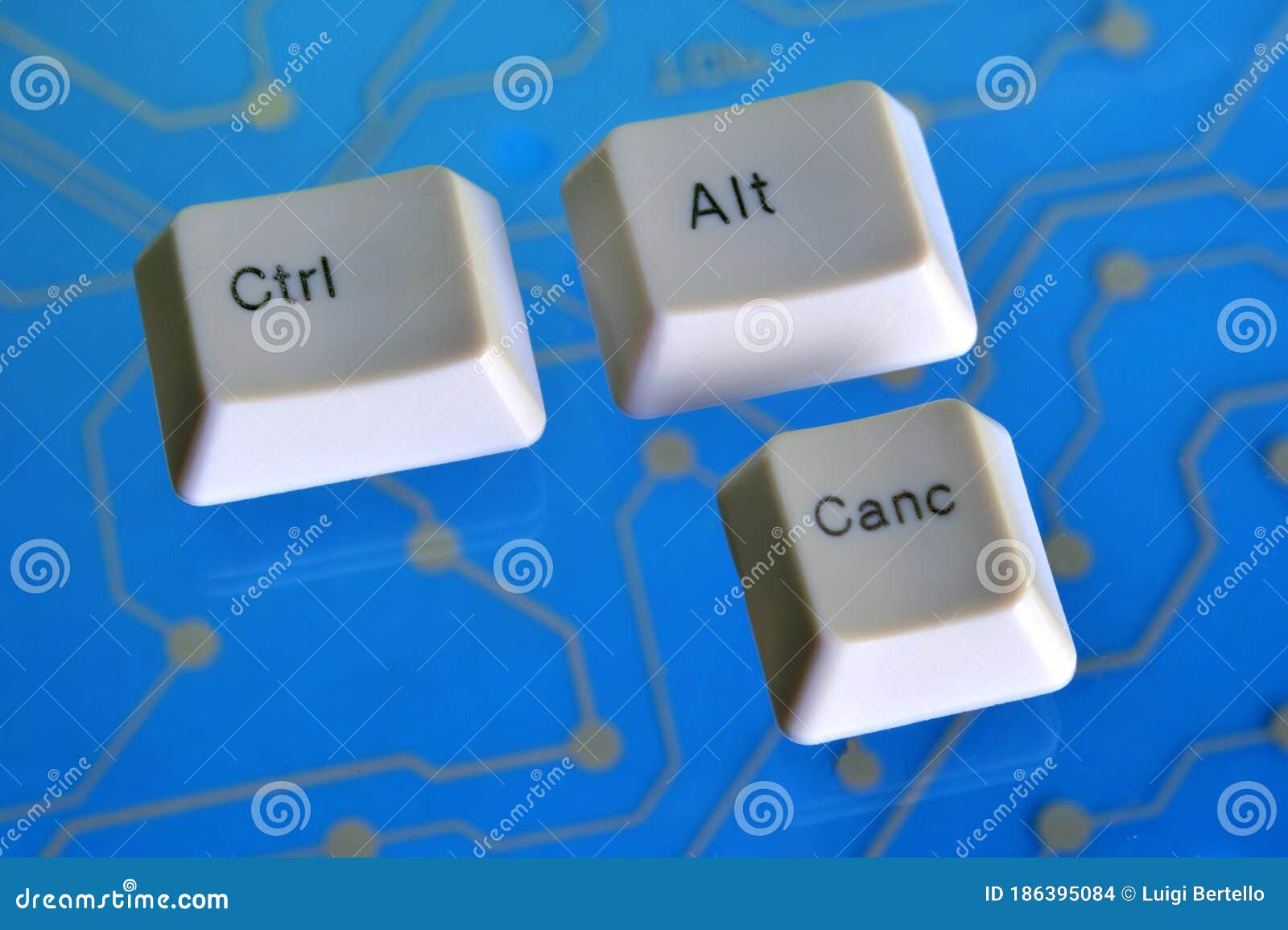 Keyboard Keys Form The Word CTRL ALT CANC On Blue Electric Circuit In ...