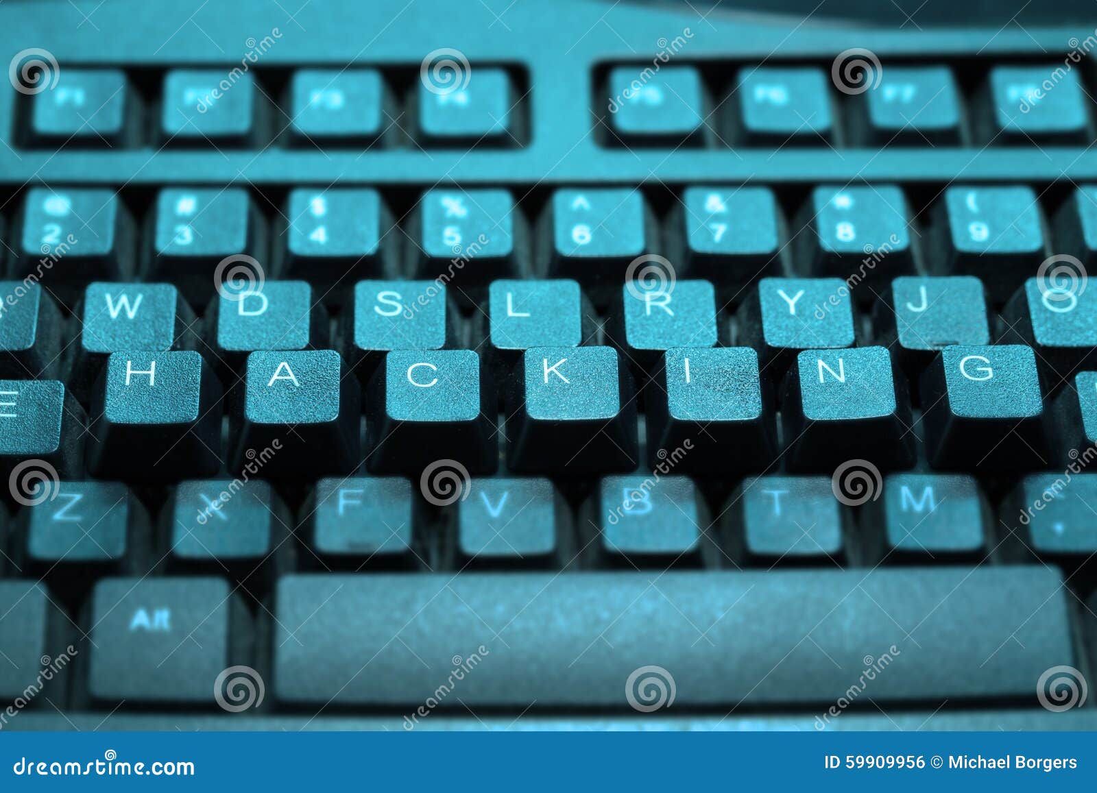 Keyboard with the Keys Hacking Elevated Stock Photo - Image of computer ...