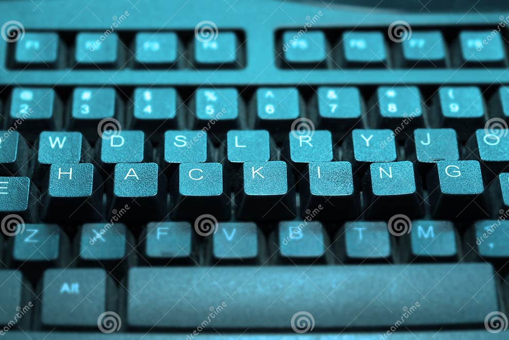 Keyboard with the Keys Hacking Elevated Stock Photo - Image of computer ...
