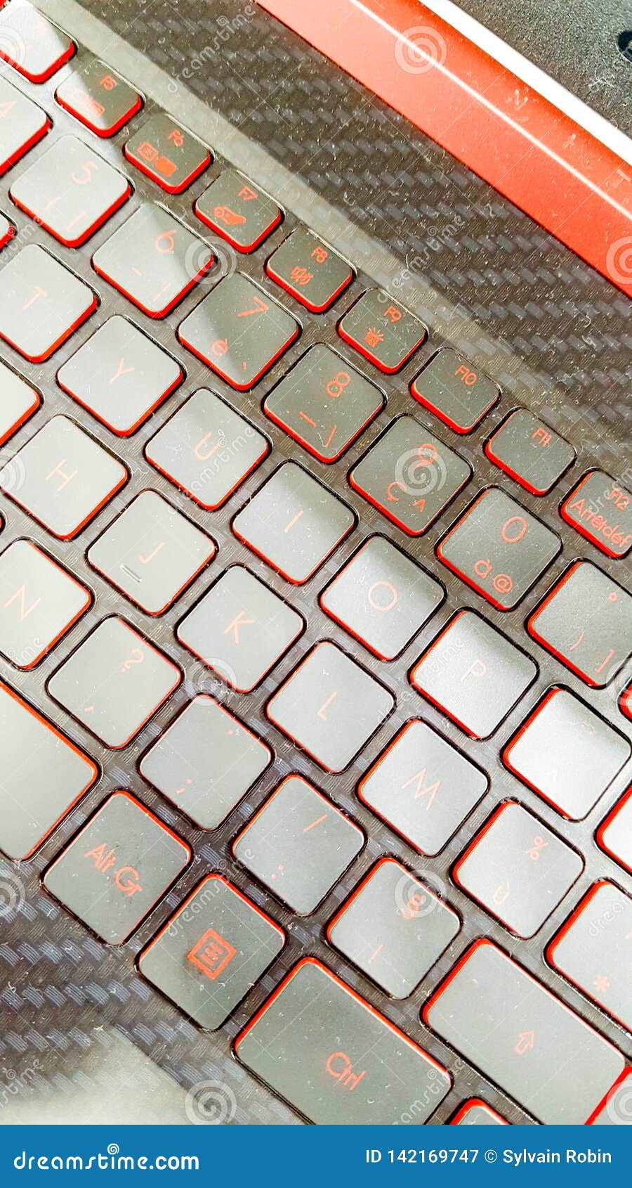Keyboard Keys of the Laptop Backlight Red Light Stock Image - Image of ...