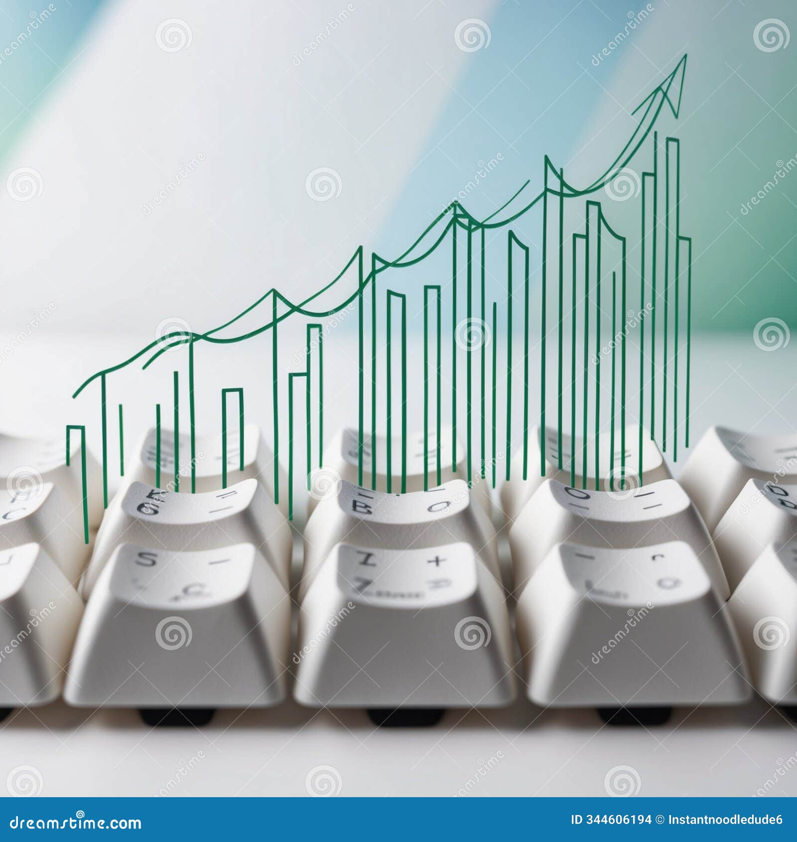 Keyboard Keys Transformed into Financial Graphs Stock Illustration ...