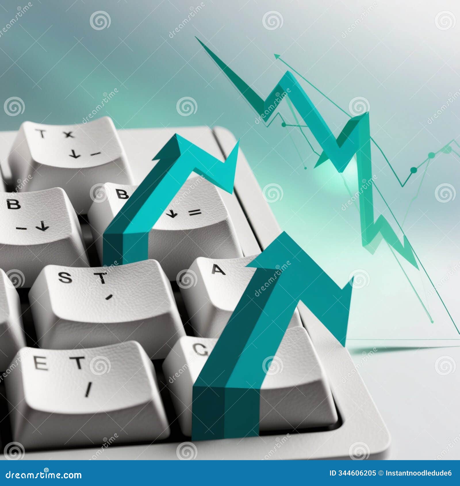 Keyboard Keys Transformed into Financial Graphs Stock Illustration ...