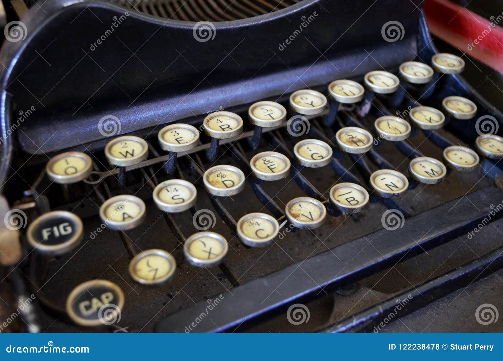 Old typewriter closeup stock photo. Image of keyboard - 122238478