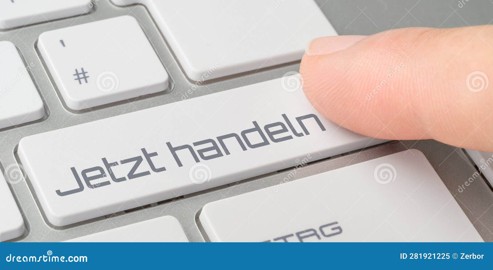 A Keyboard with a Labeled Button - Act Now in German Stock Image ...