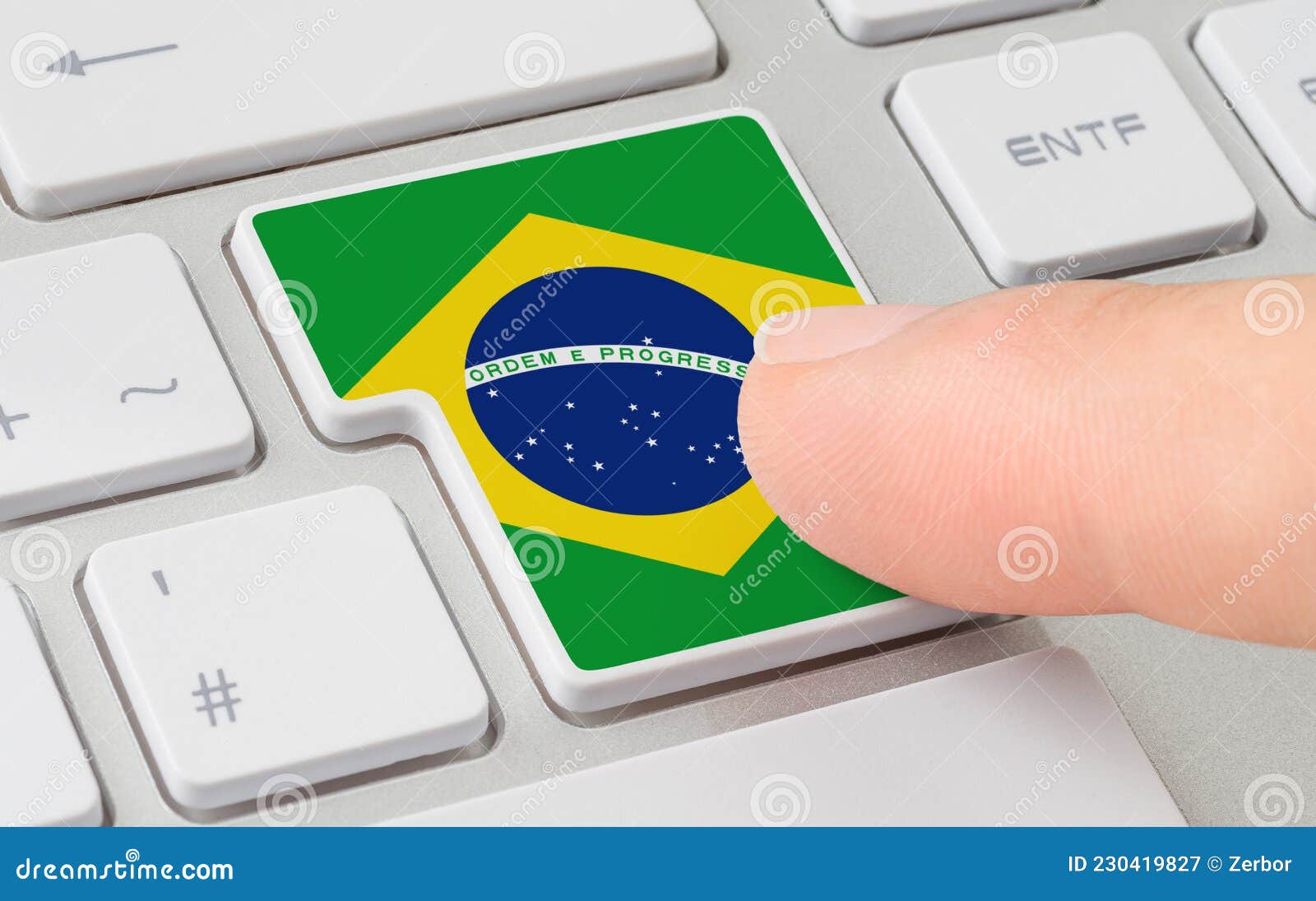 A Keyboard with a Labeled Button - Flag of Brazil Stock Image - Image ...
