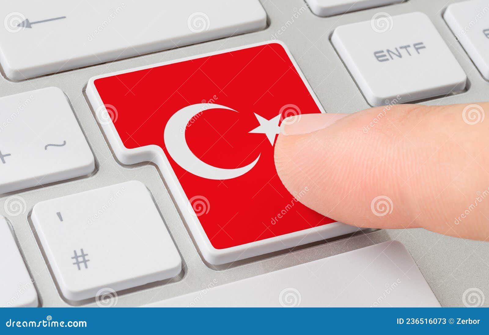 A Keyboard with a Labeled Button - Flag of Turkey Stock Image - Image ...