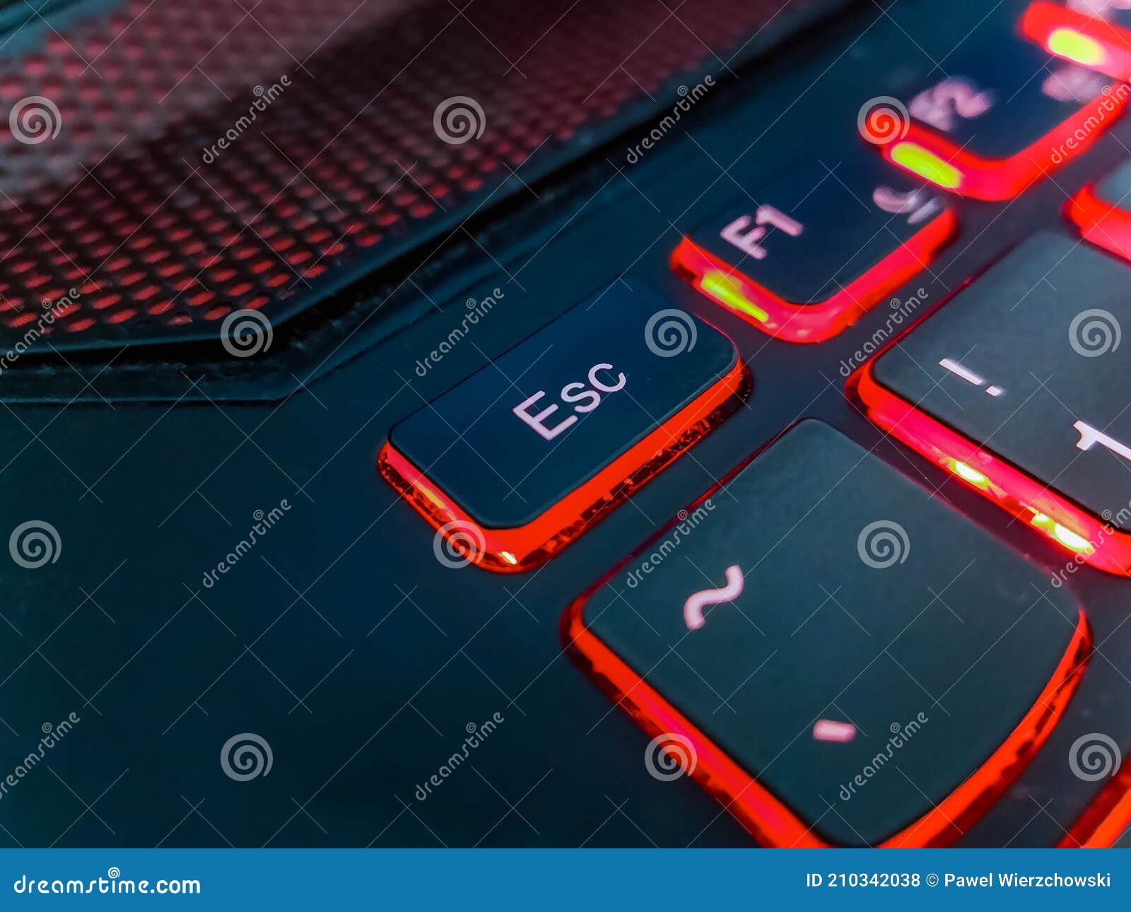 Keyboard of Laptop Highlighted by Red Lights Stock Photo - Image of ...