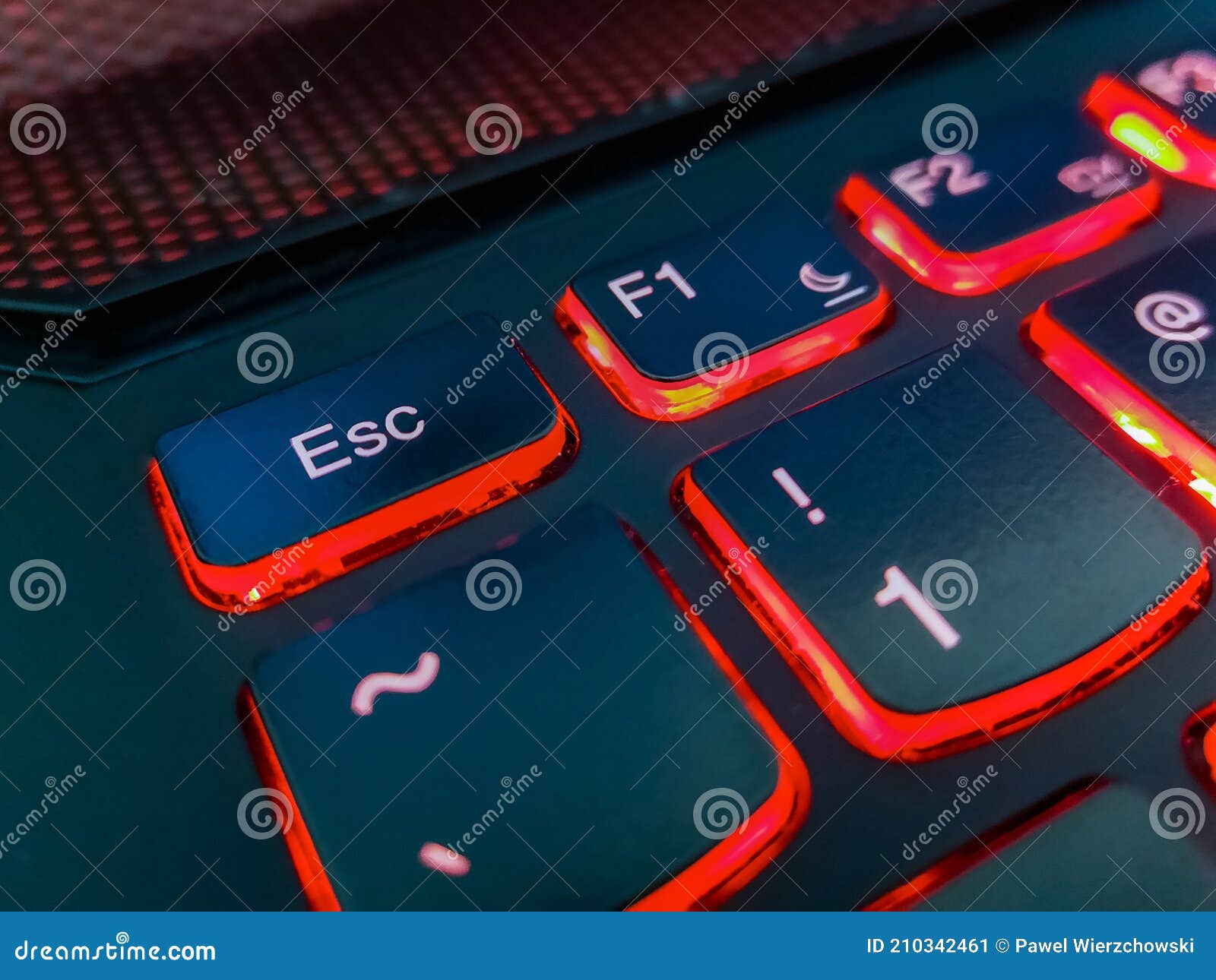 Keyboard of Laptop Highlighted by Red Lights Stock Image - Image of ...