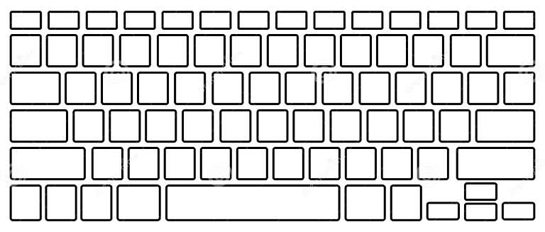 Keyboard Layout Line Vector, Vector Set of Black and White Squares and ...