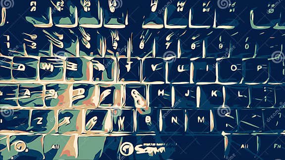 Lit Keyboard with Movement Effect Stock Photo - Image of vector ...