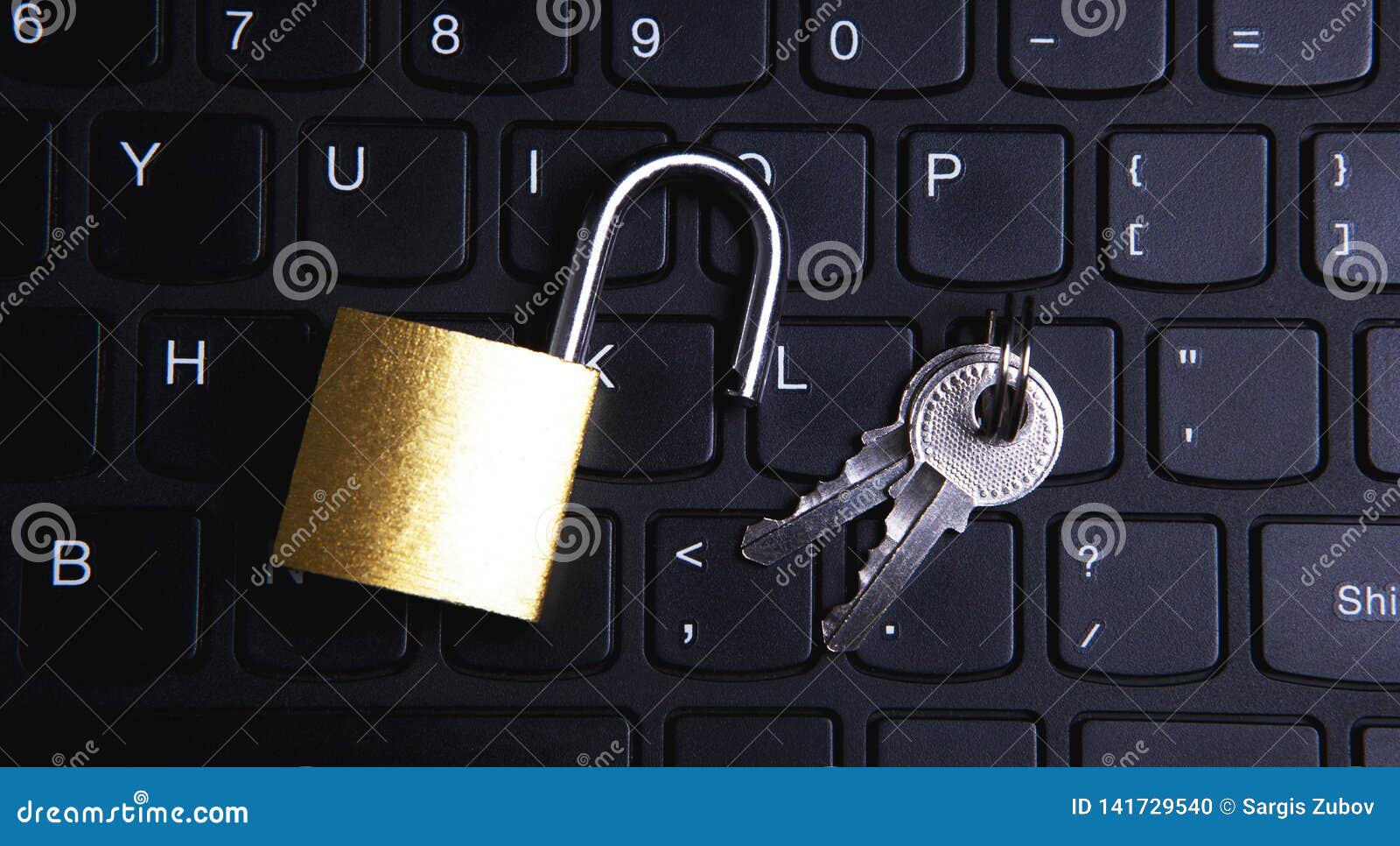 Keyboard and lock stock photo. Image of cipher, encryption - 141729540