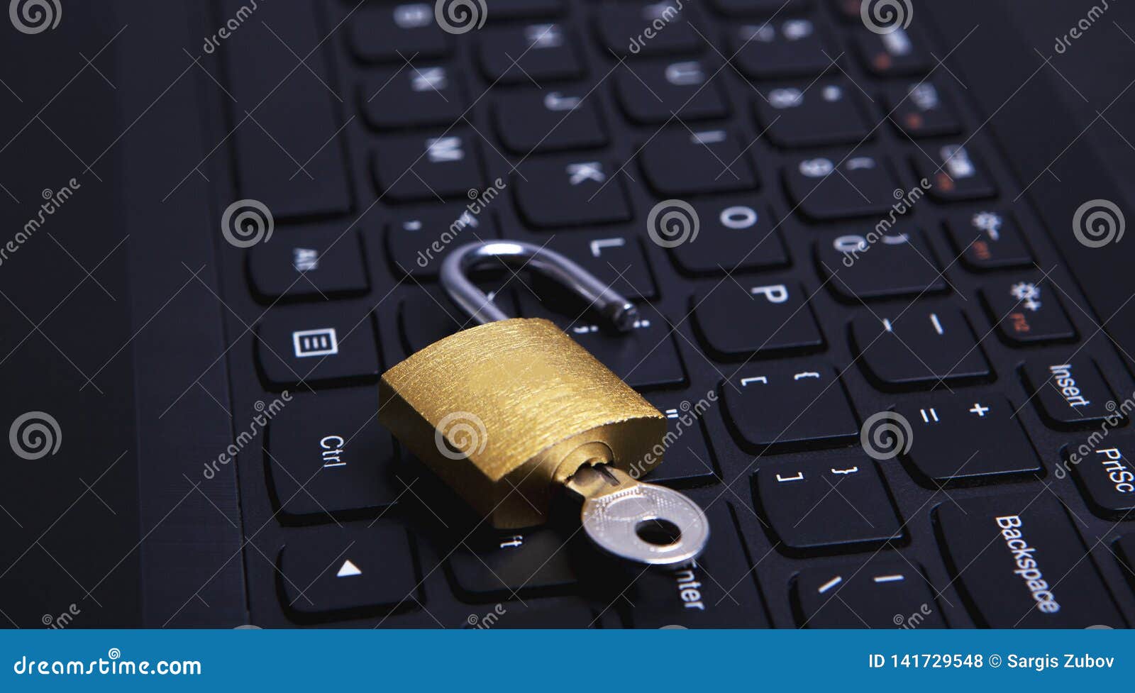 Keyboard and lock stock photo. Image of informational - 141729548