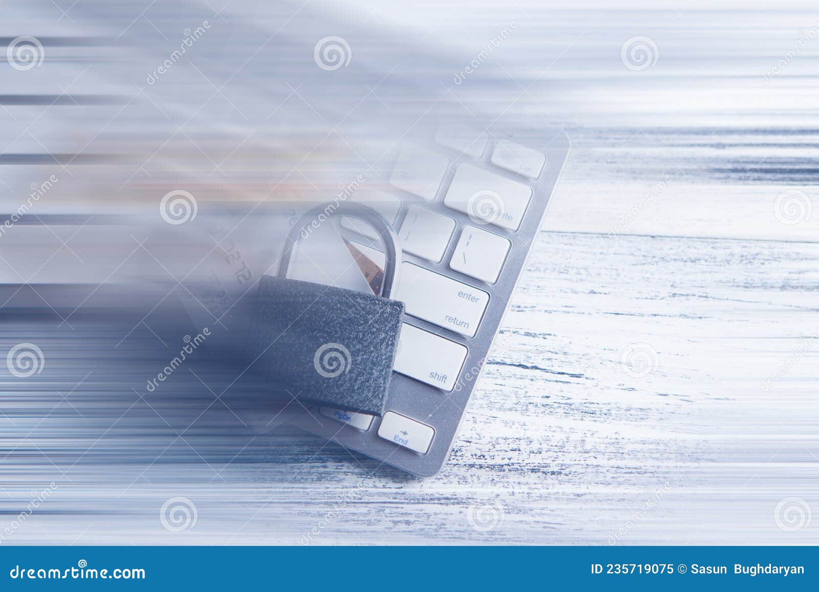 On the Keyboard Lock and Cards. Cybersecurity Concept Stock Image ...