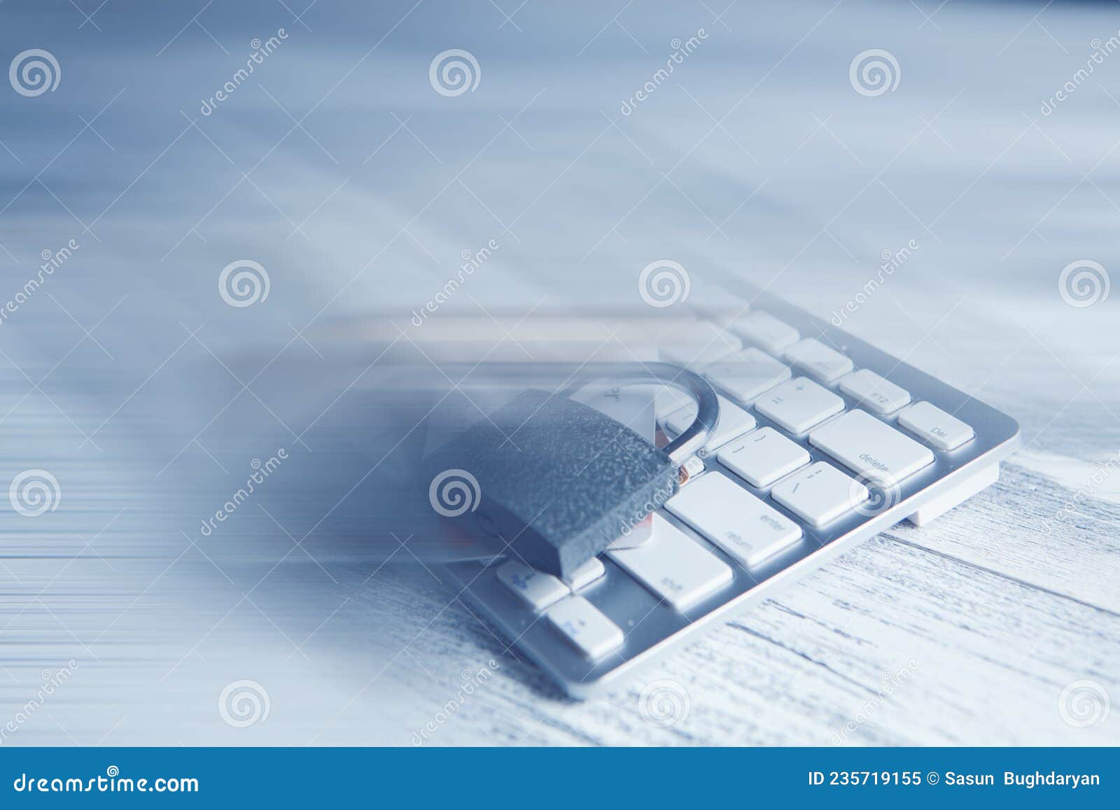 On the Keyboard Lock and Cards. Cybersecurity Concept Stock Image ...