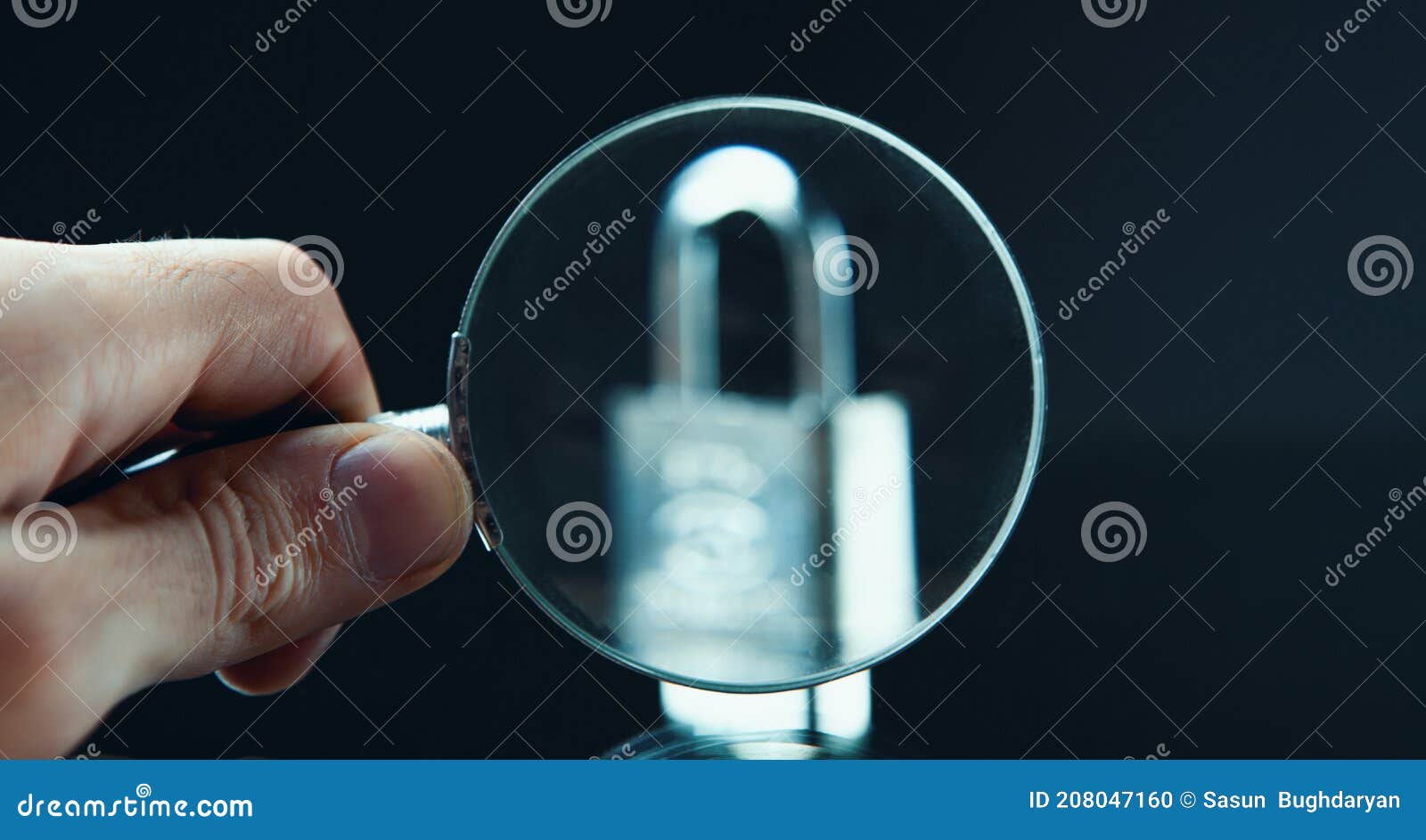 Keyboard with Lock and Magnifying Glass Stock Photo - Image of ...