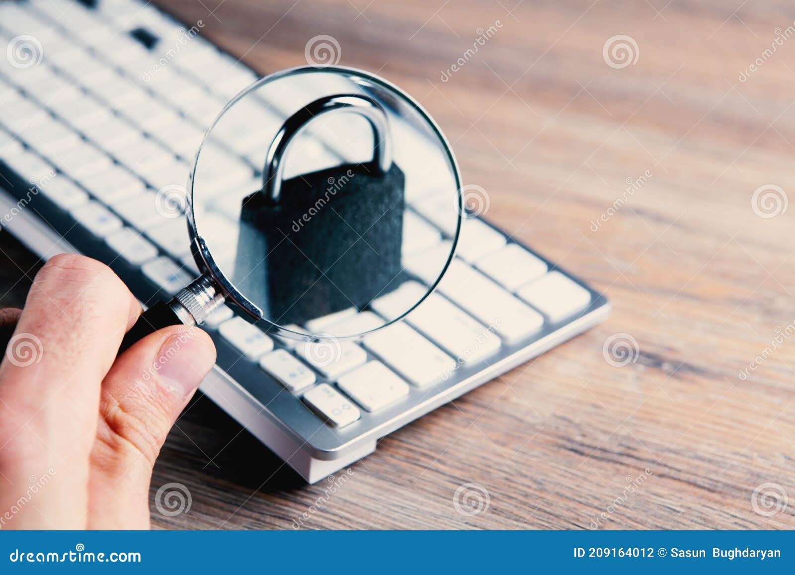 Keyboard with Lock and Magnifying Glass Stock Photo - Image of password ...