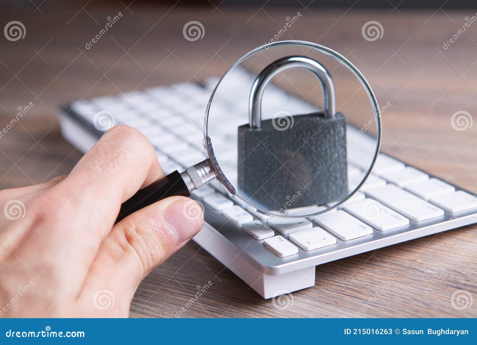 Keyboard with Lock and Magnifying Glass Stock Image - Image of ideas ...