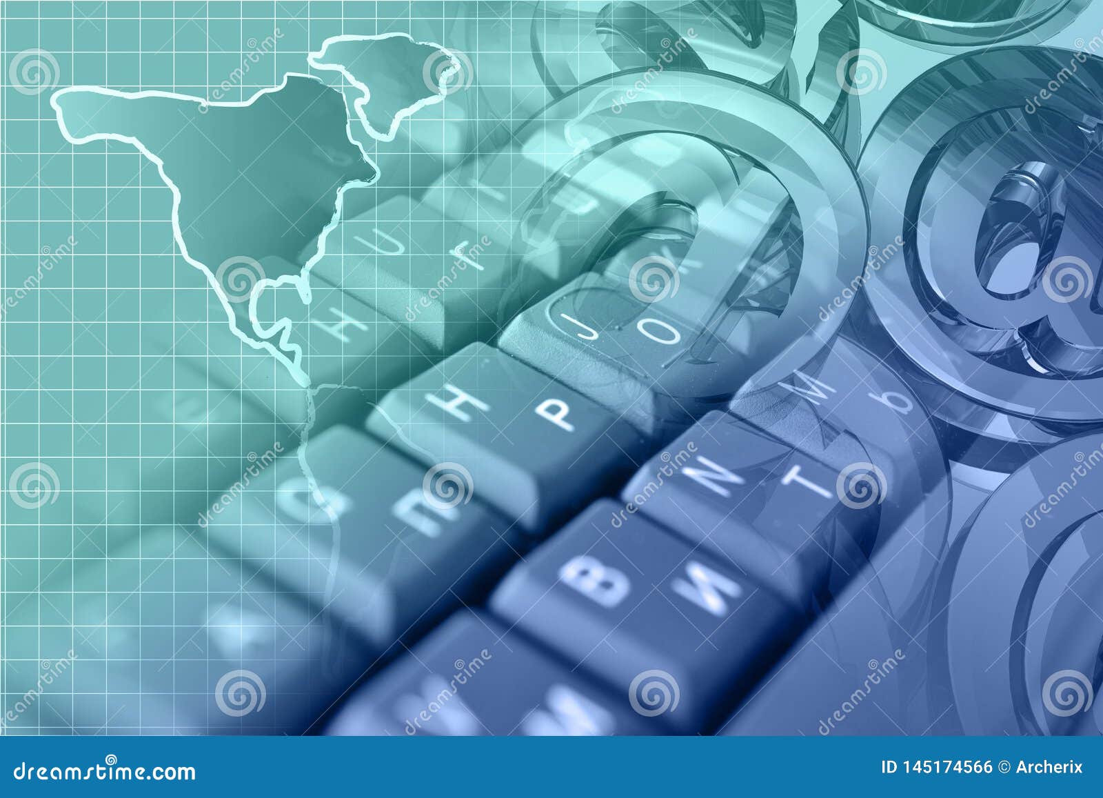 Keyboard, Mail Signs and Map Stock Illustration - Illustration of ...