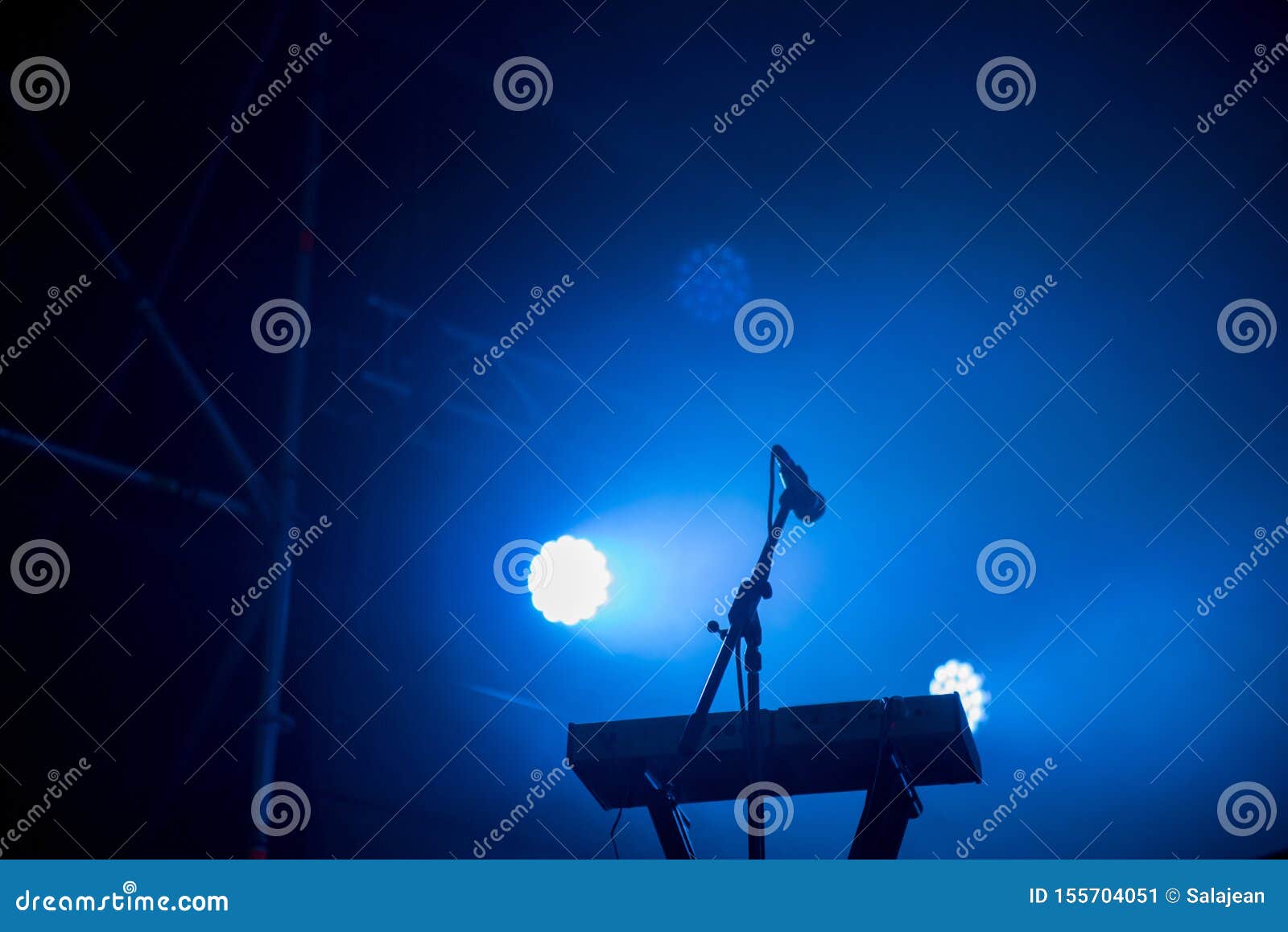 Keyboard and Microphone on the Stage Stock Image - Image of performance ...